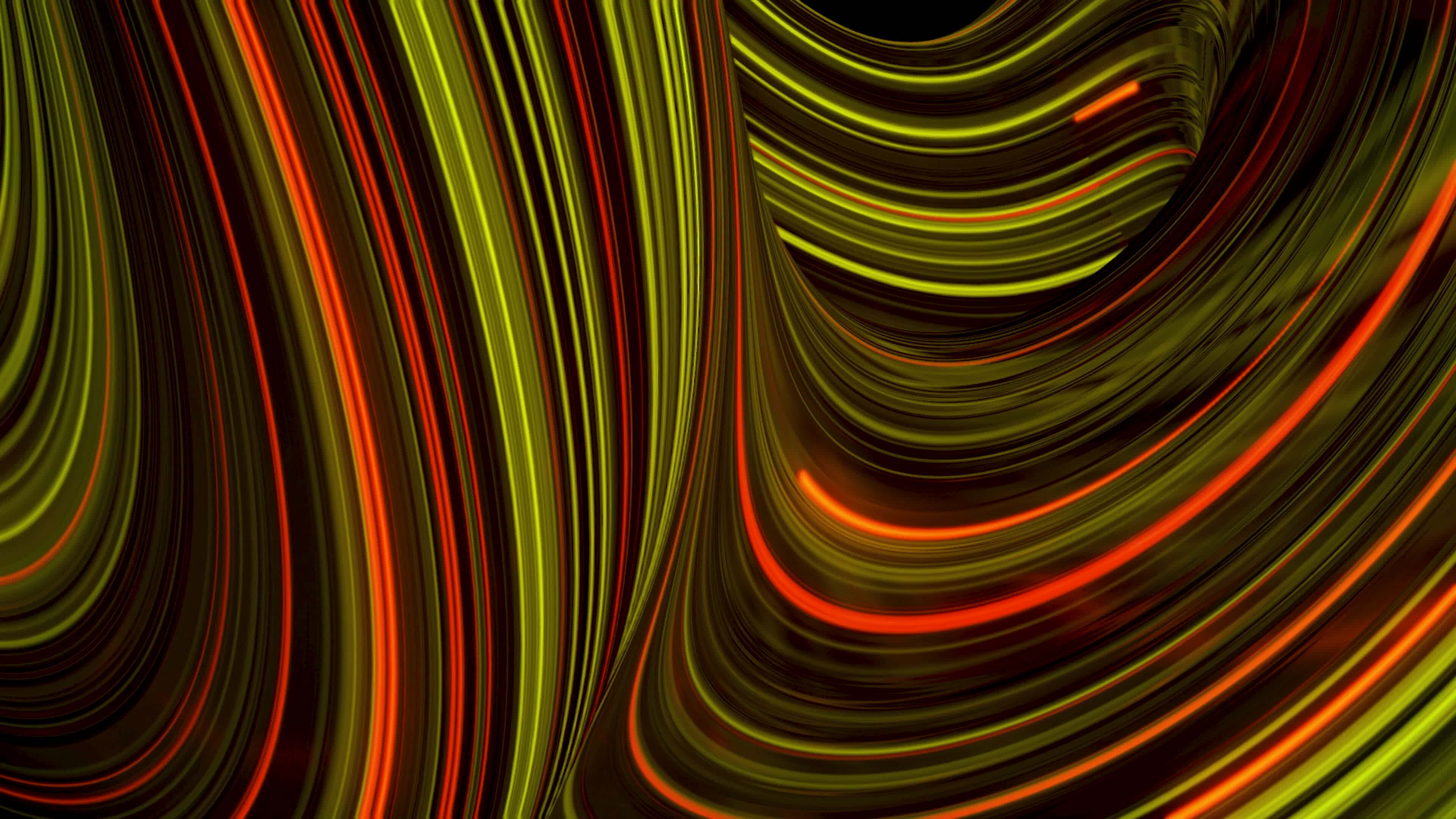 Curved colorful neon lines in moving 3D substance, seamless loop ... Curved colorful neon lines in moving 3D substance, seamless loop ...