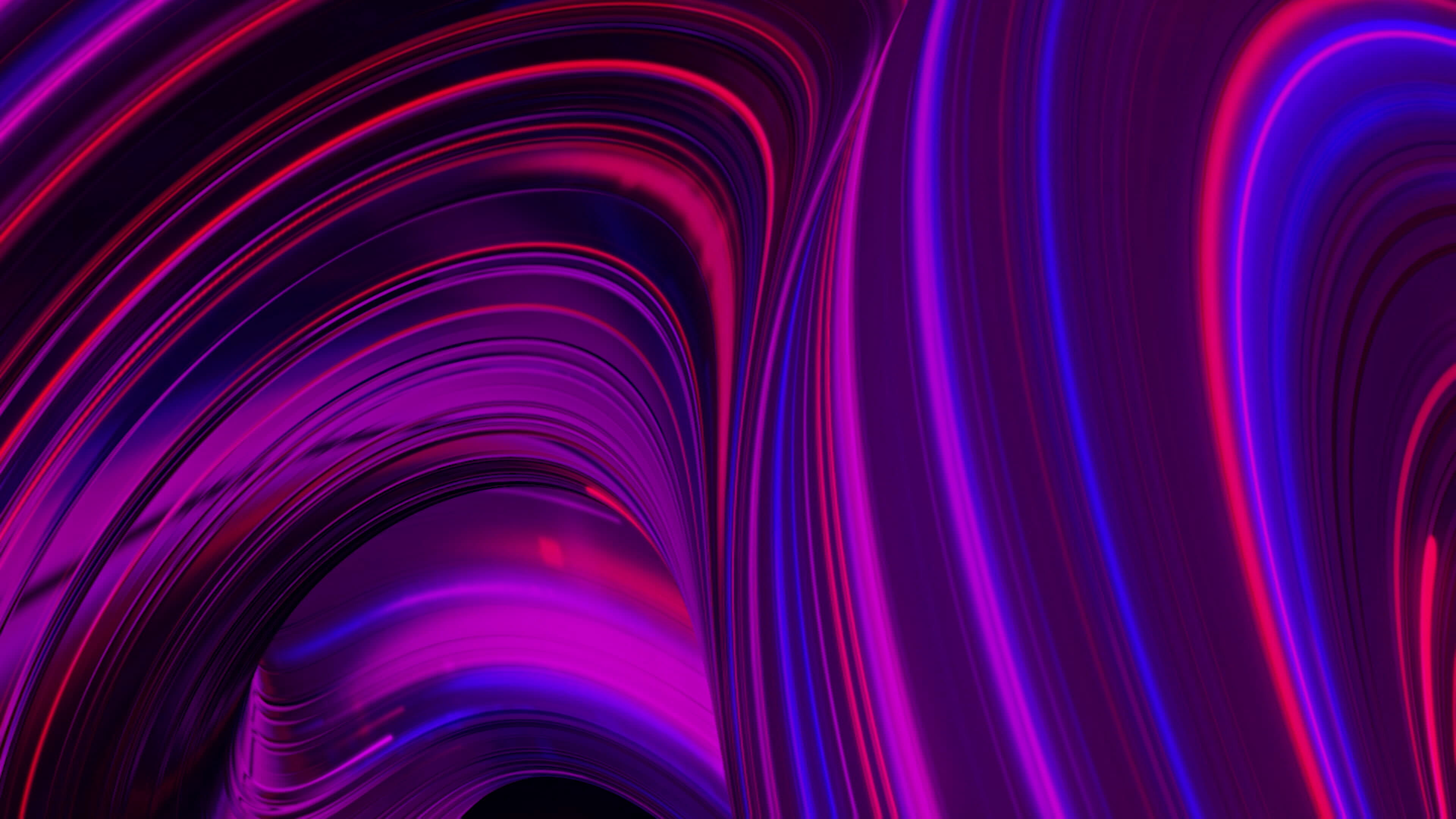 Curved colorful neon lines in moving 3D substance, seamless loop ... Curved colorful neon lines in moving 3D substance, seamless loop ...