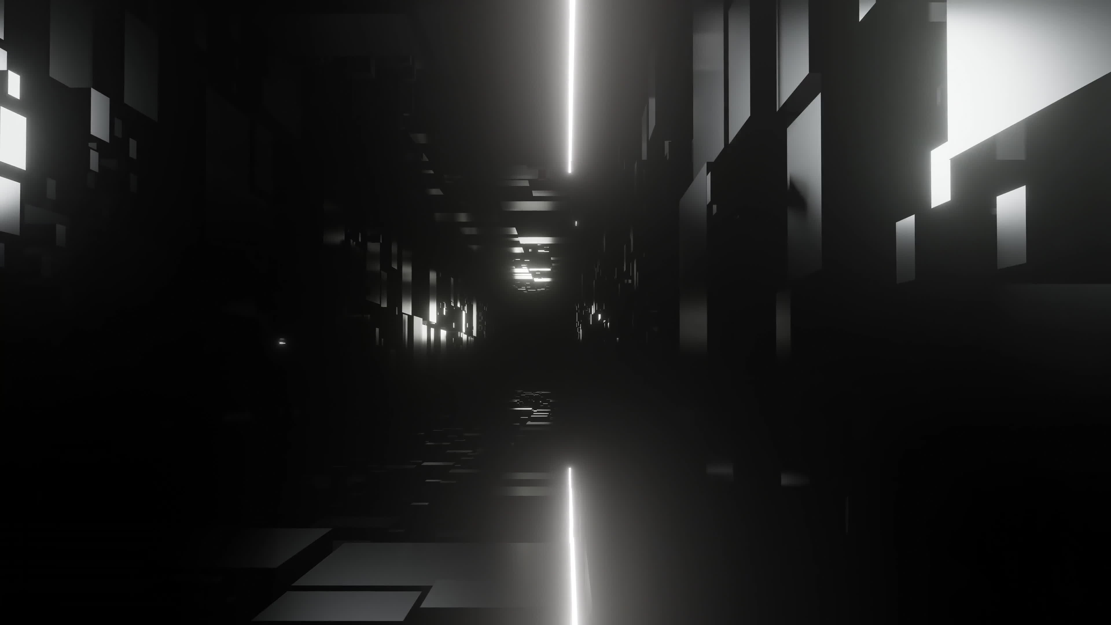 Flying Through Futuristic Shadowy Alien Cube Tunnel Seamless Loop