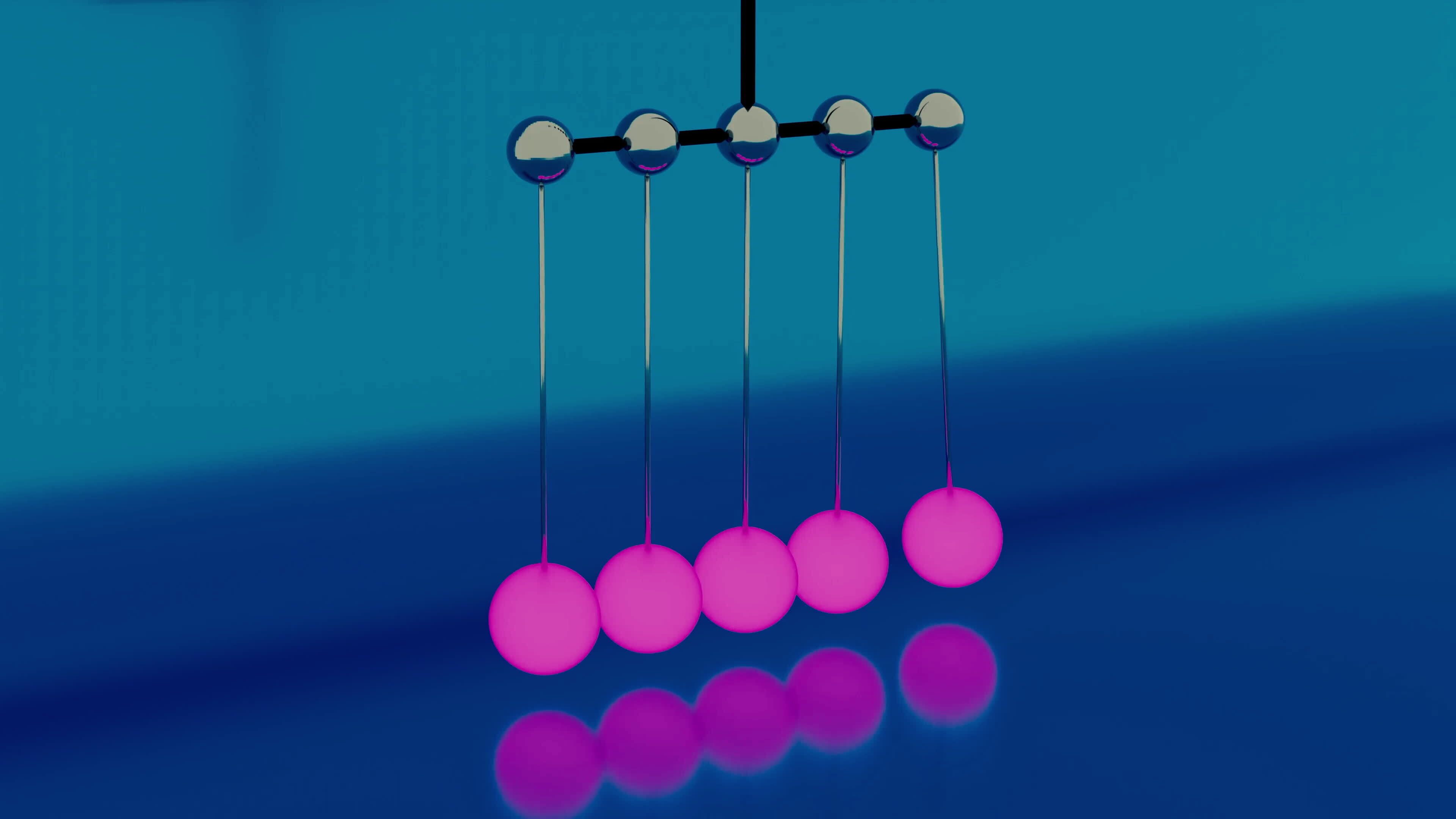 Newton Cradle or a desk toy pendulum, slow motion. Design. Close up of abstract balancing Newton ...