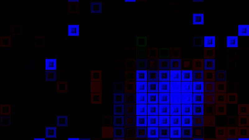 Blinking Blue Squares On Black Background Seamless Loop Motion