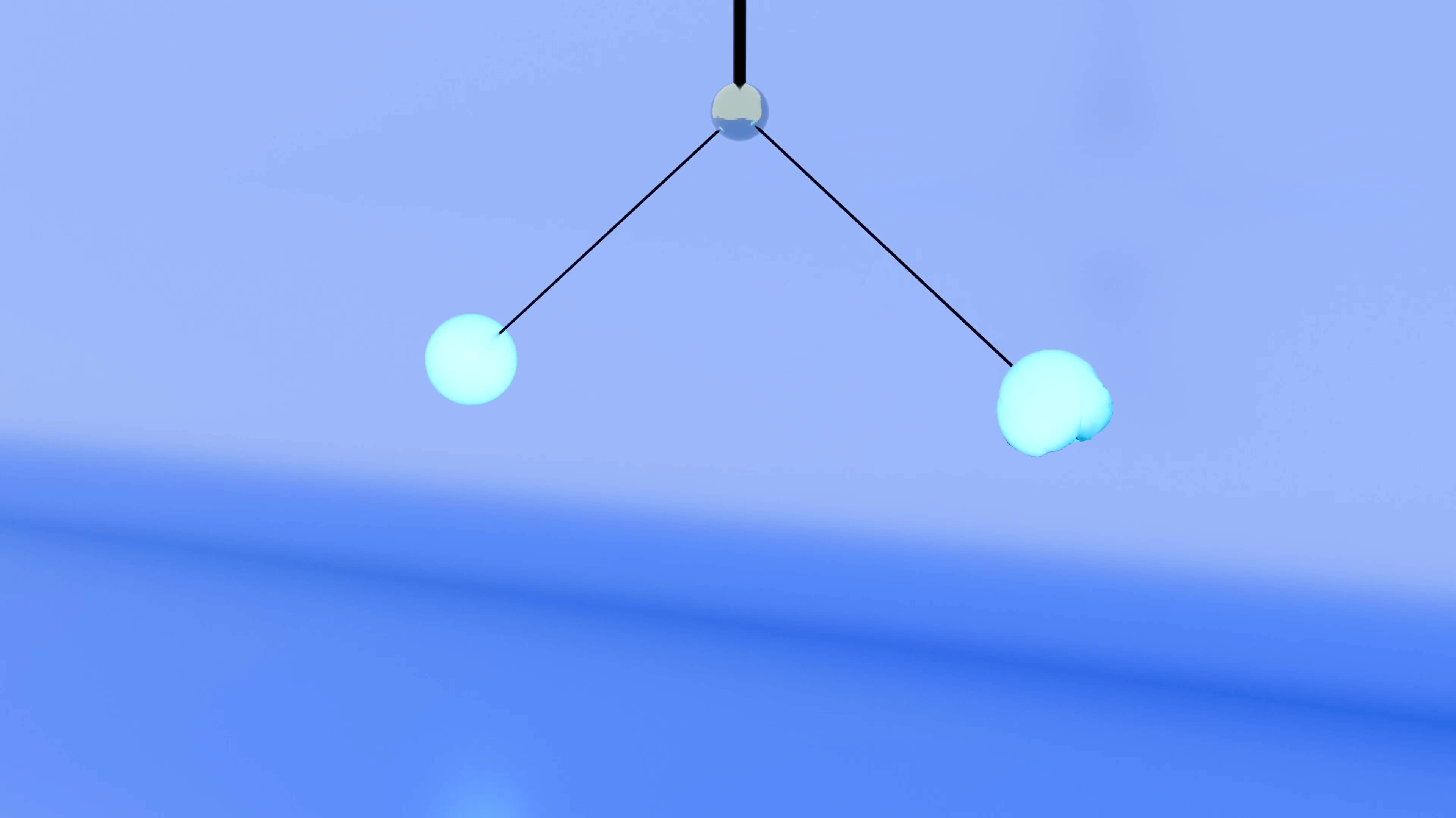 Pendulum of two balls. Design. Animation with two balls on ropes hitting each other. Laws of ...