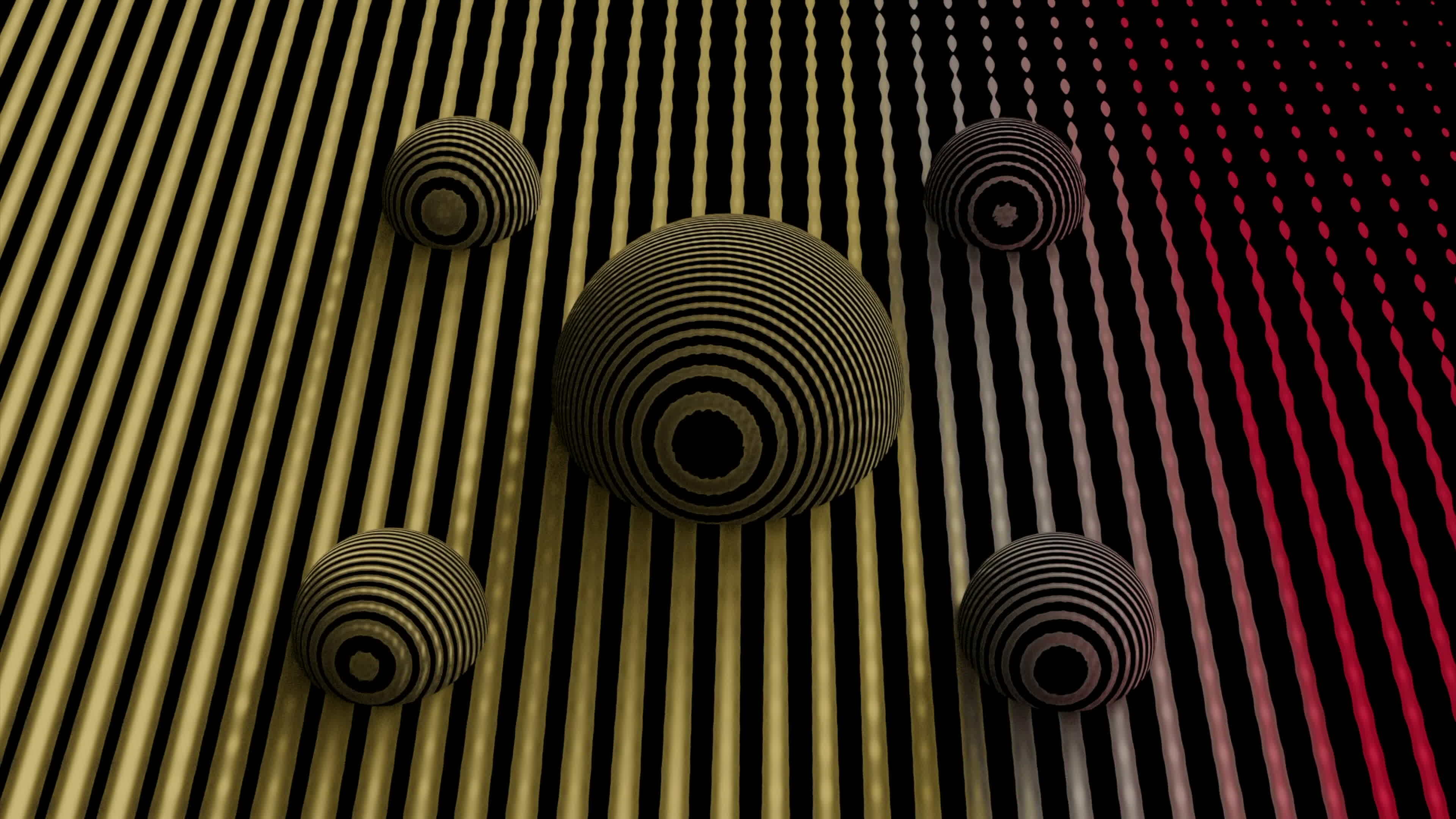 3D moving balls on virtual surface. Design. Cybernetic field with ...