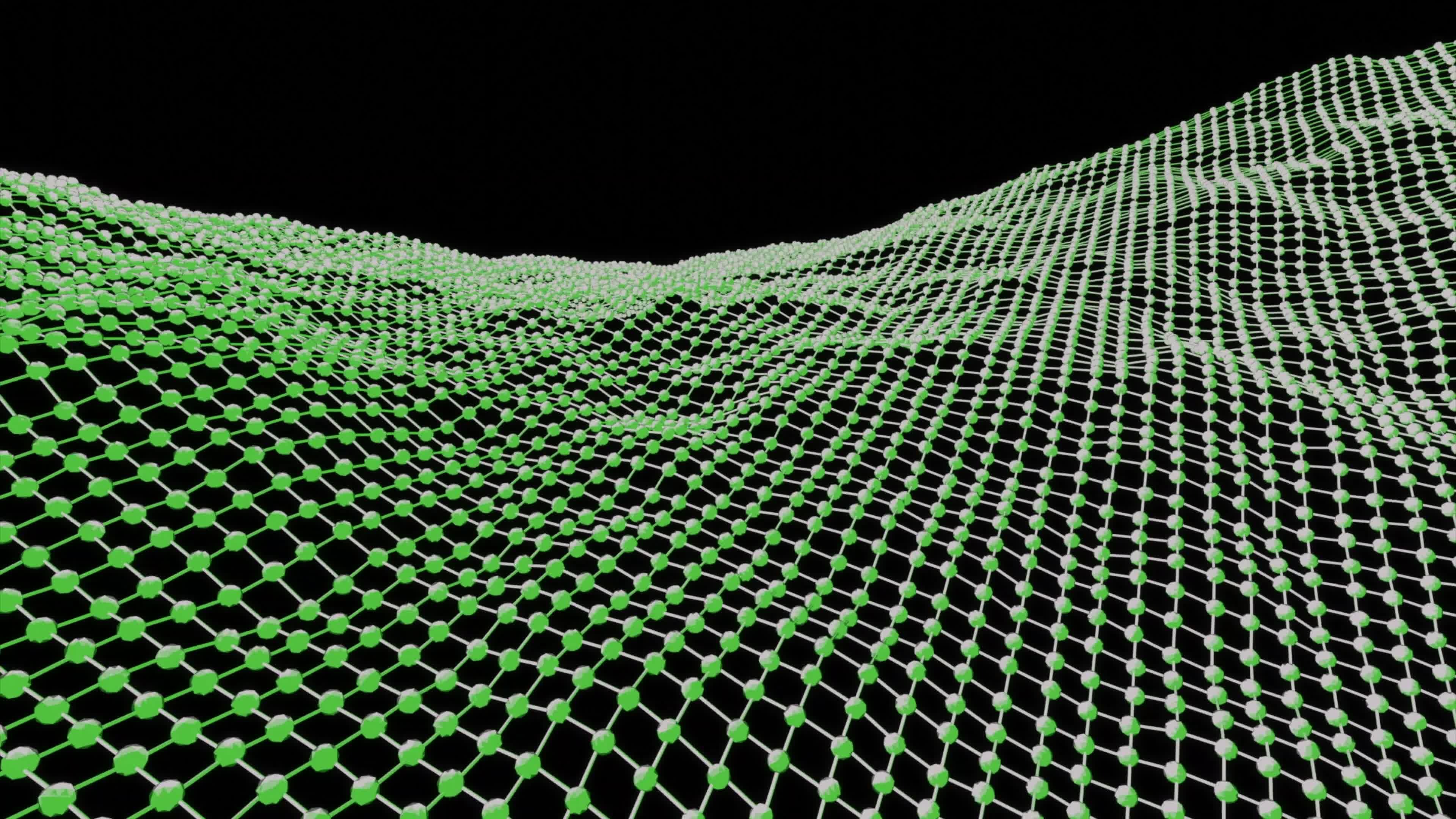 Mesh Wavy Surface Moves On Black Background Design Virtual Surface Grid In Cyberspace Mesh