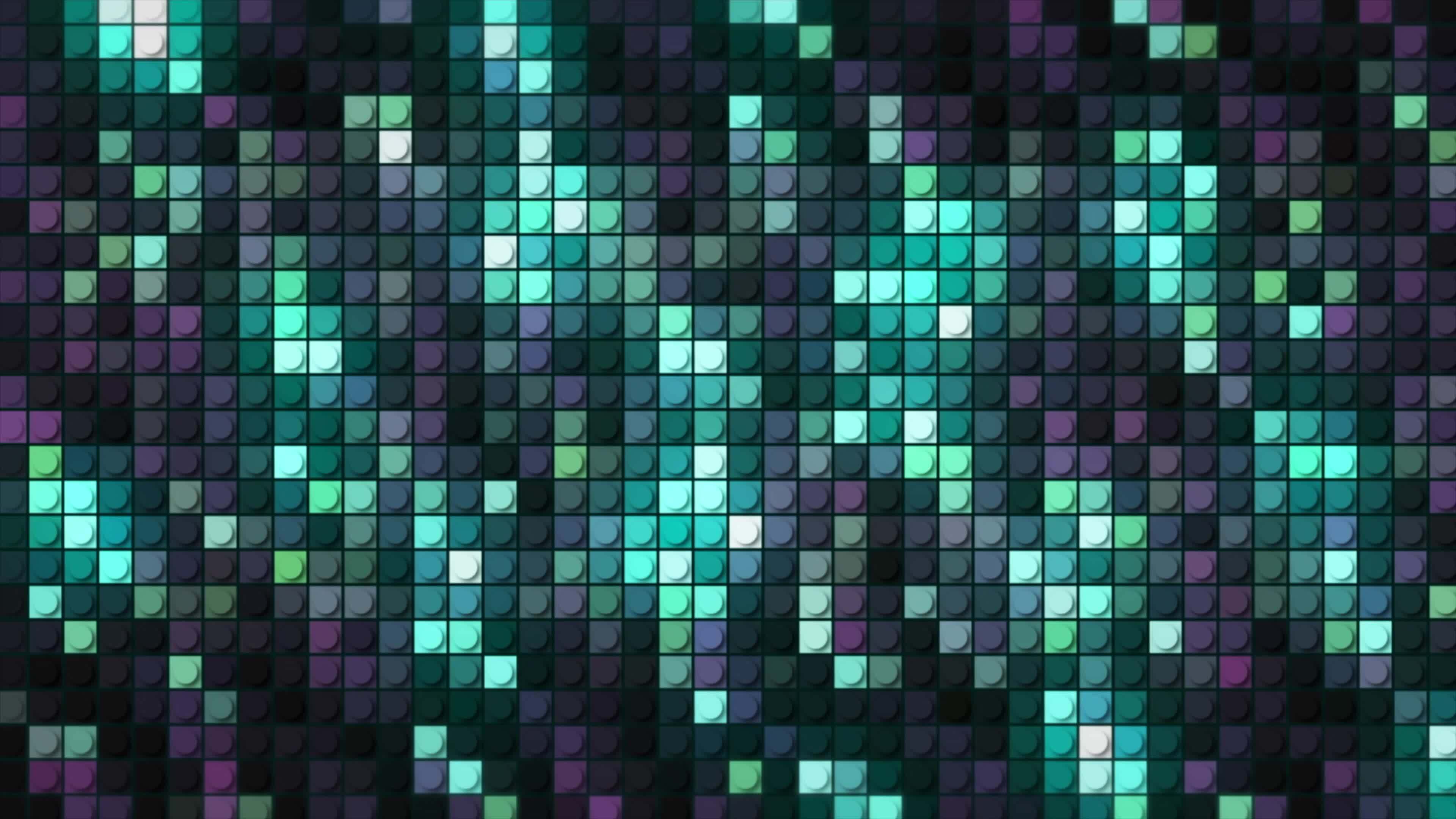 Digital squares abstract pattern, seamless loop. Motion. Turquoise and ...