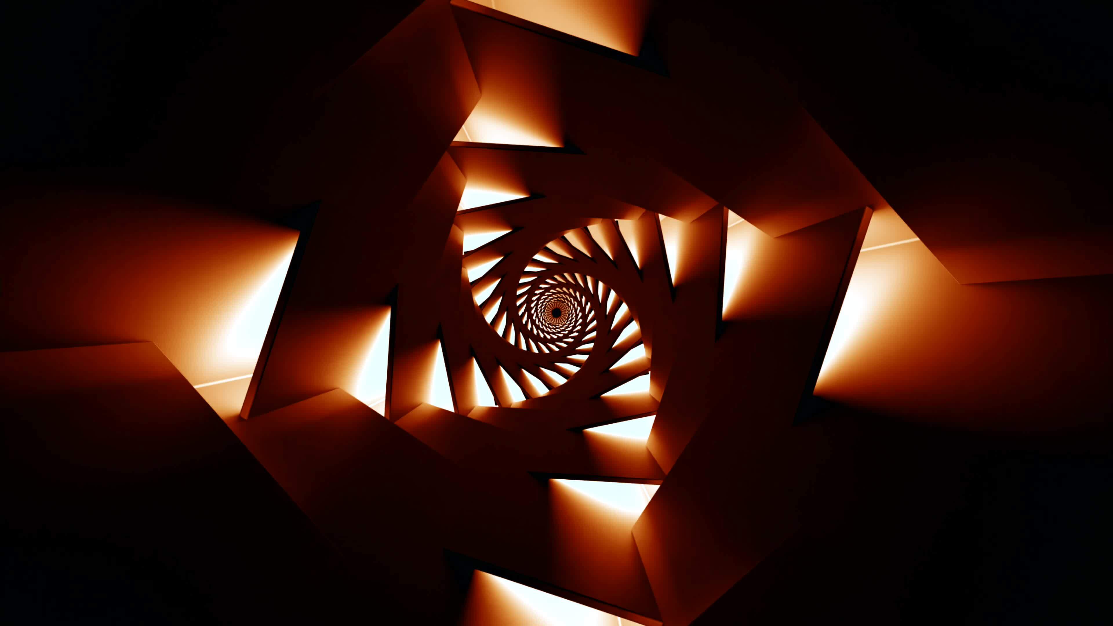 Looping Symmetrical Abstract Motion Of Triangles On A Black Background