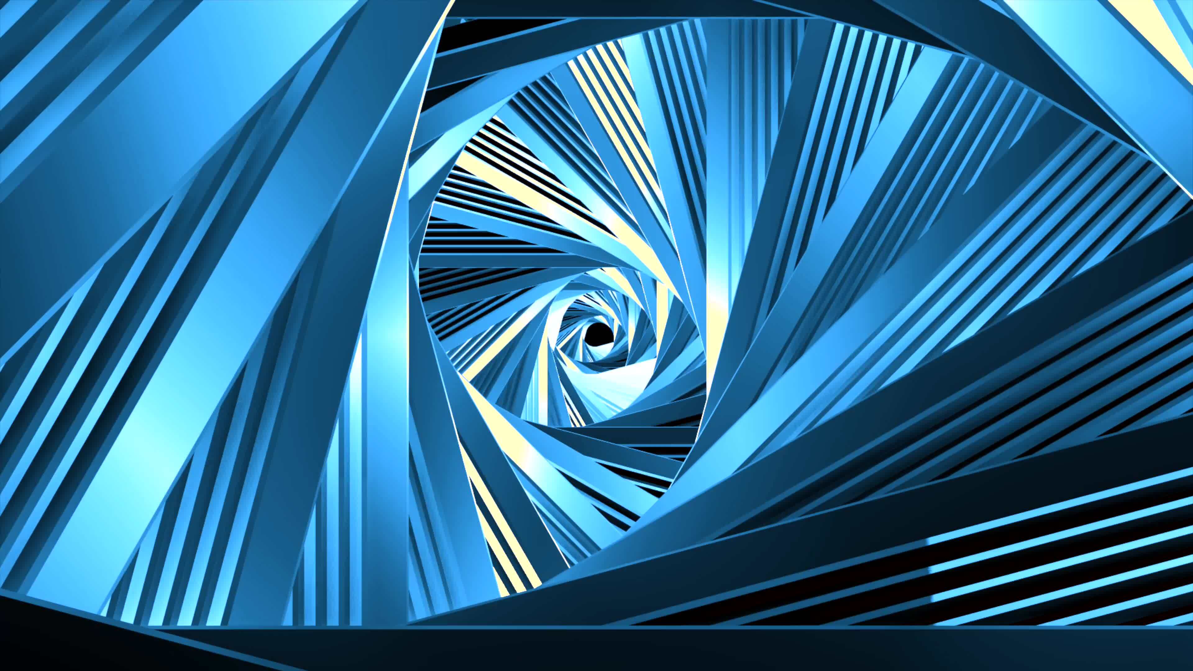 Triangular spiral twisted corridor, geometric spinning background, seamless loop. Motion ...