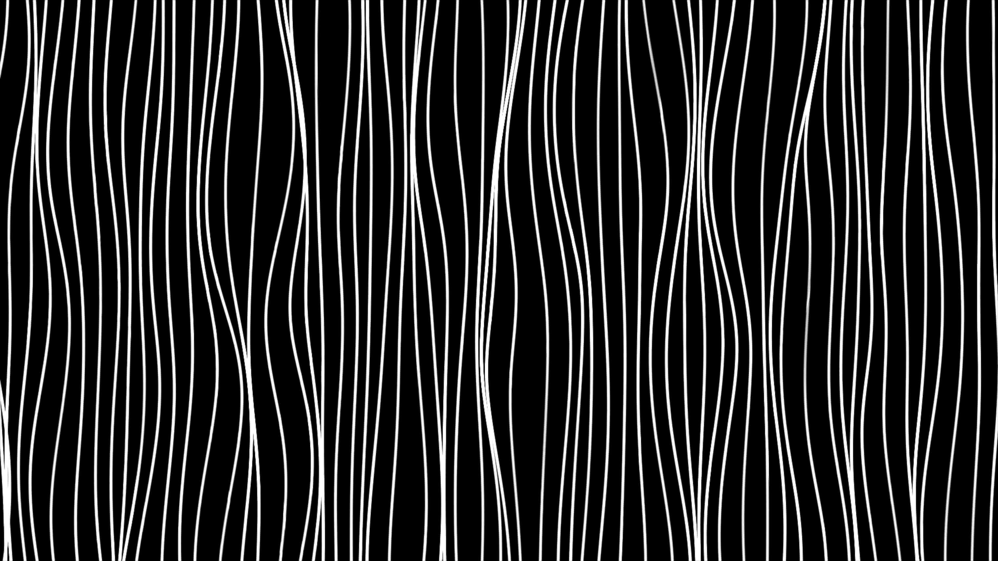 Abstract Curving White Strings Flowing On A Black Background Seamless Loop Motion Narrow