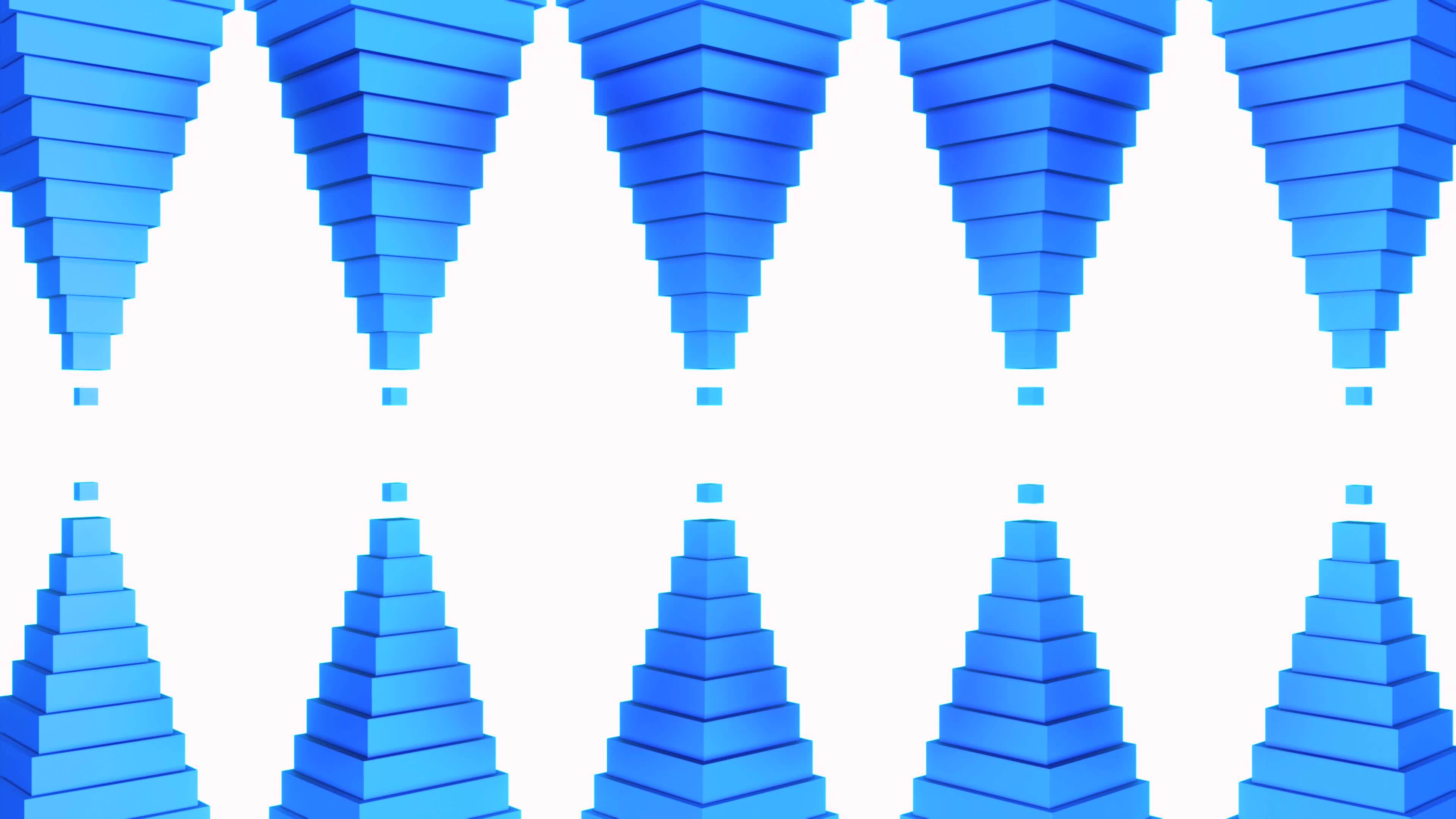 Optical illusion with pyramids moving towards each other's tops. Design ...