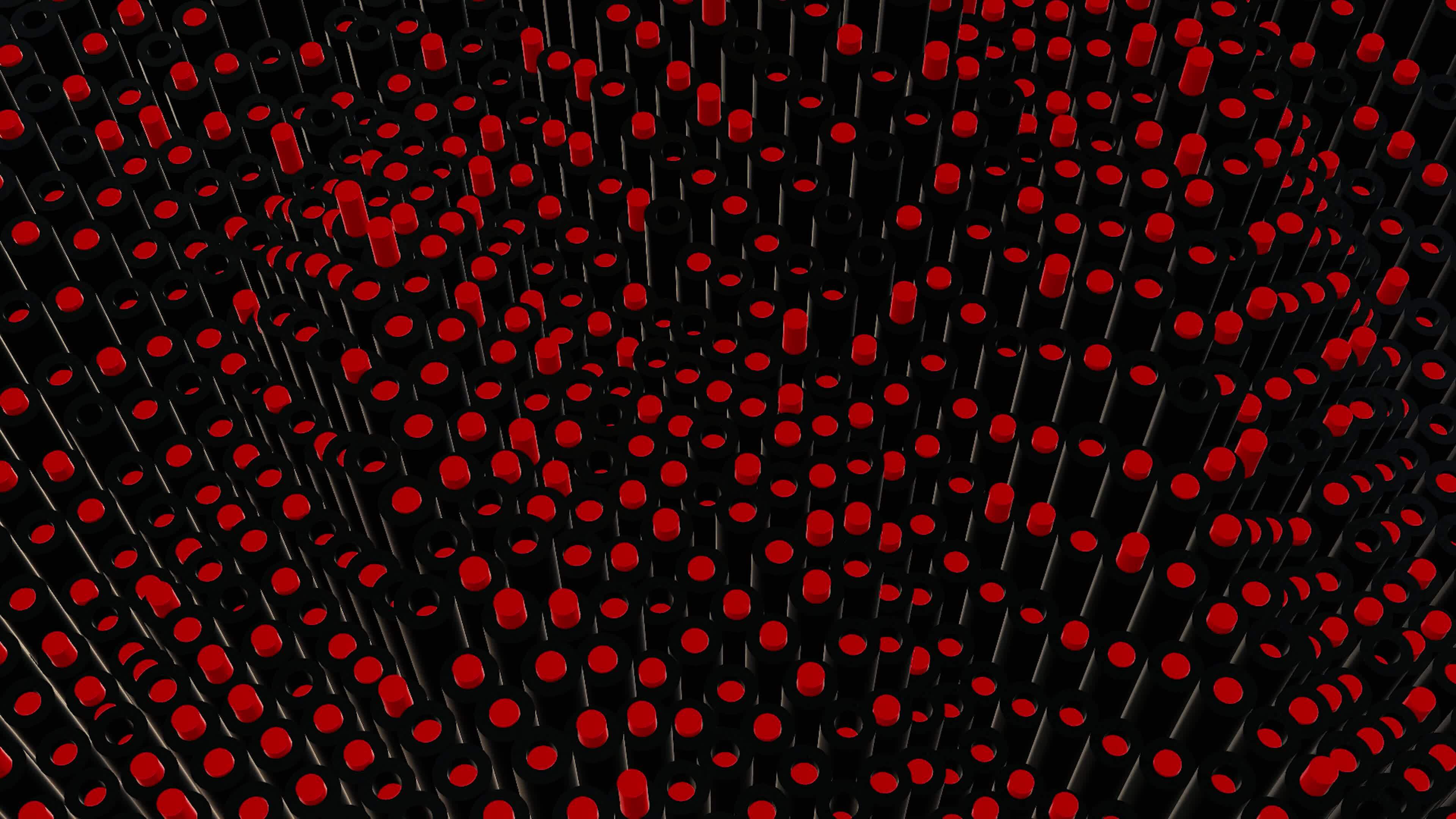 Animation of 3d lines with dots moving in waves. Motion. Lot of columns ...