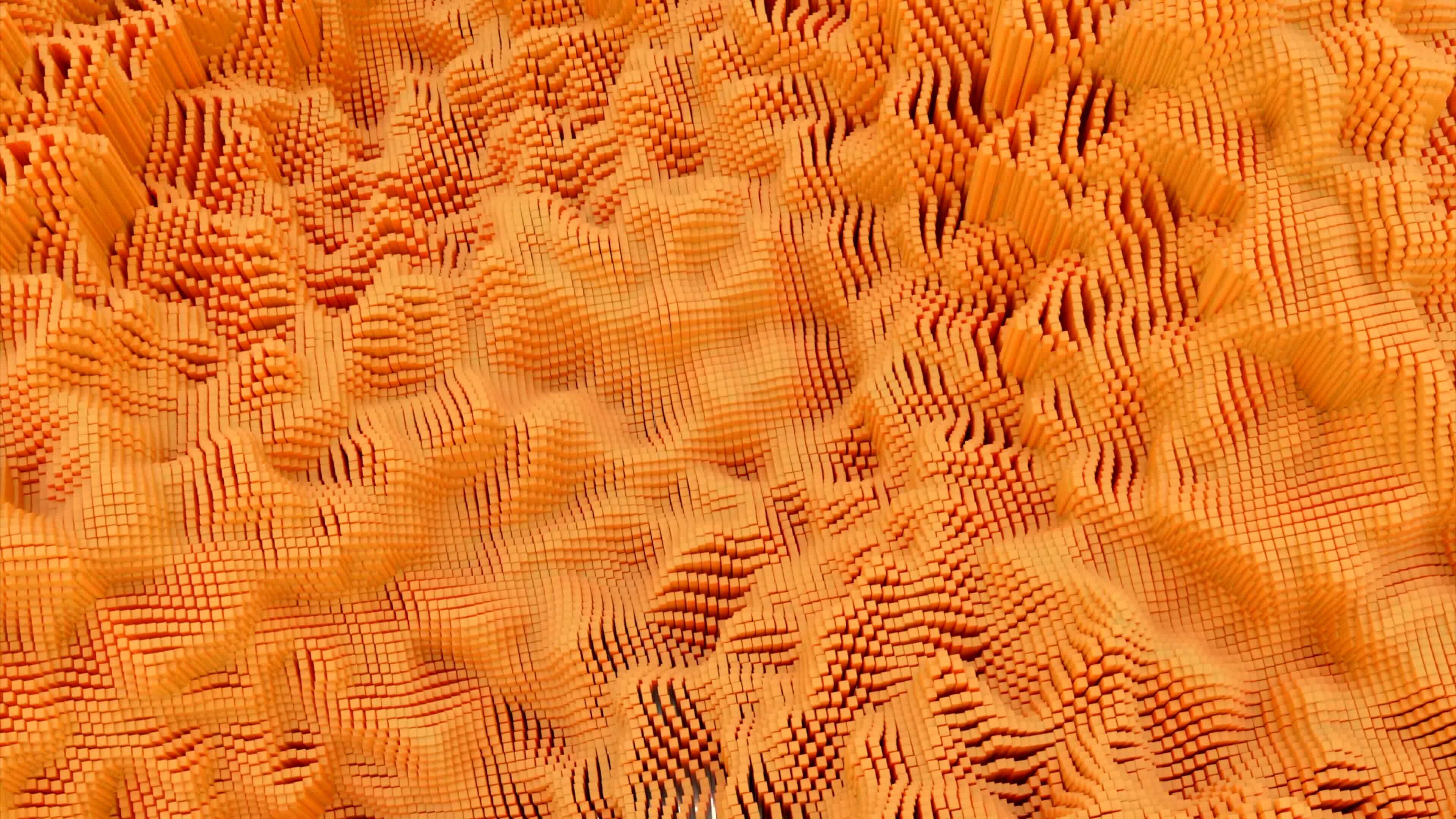 Abstract Rotating Uneven Orange Surface Of Cubic Shaped Particles With Hypnotic Effect Design