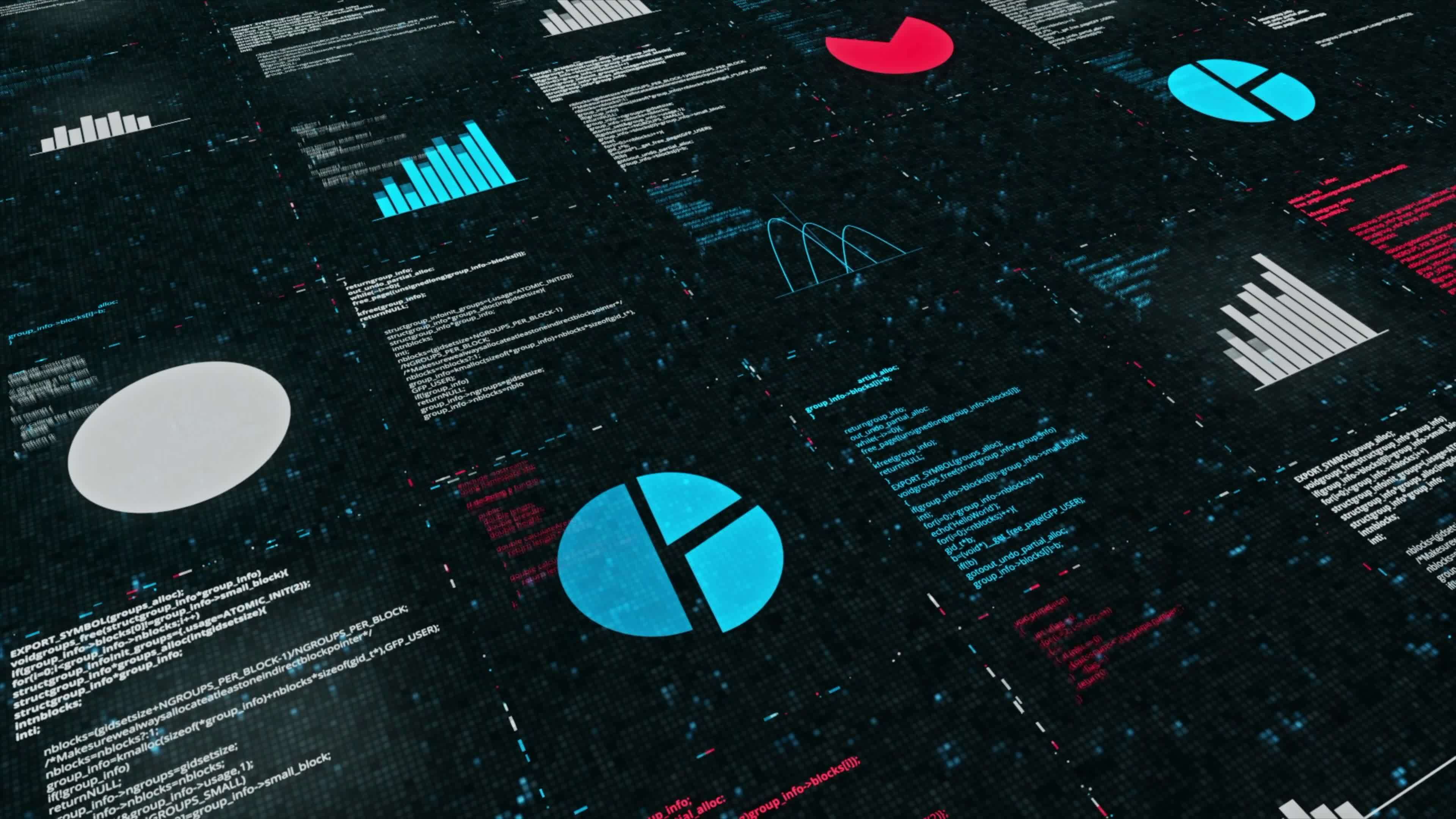 Digital data and computer graphs background with changing data ...
