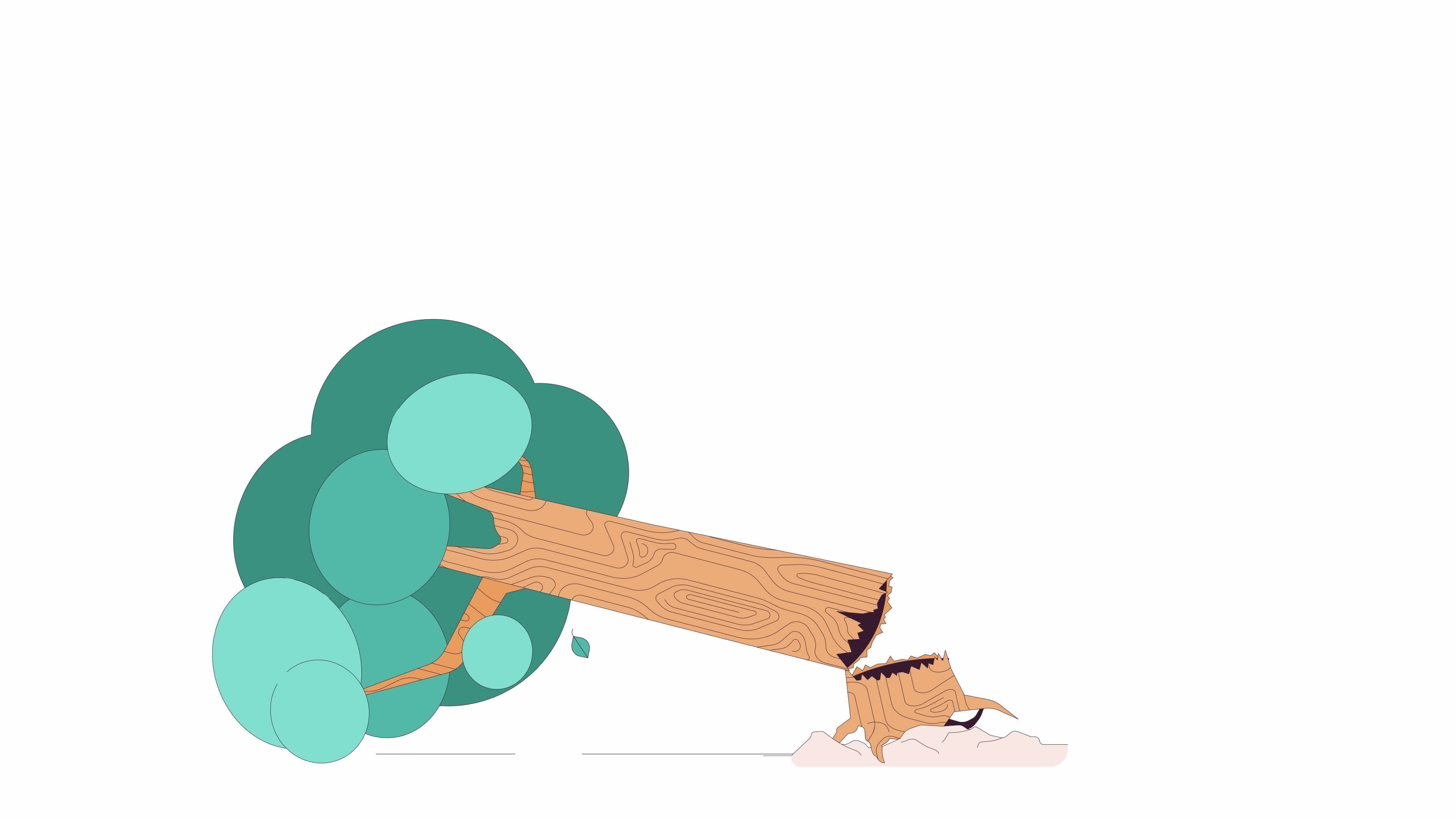 Old tree falling down line 2D object animation. Broken trunk. Dangerous ...