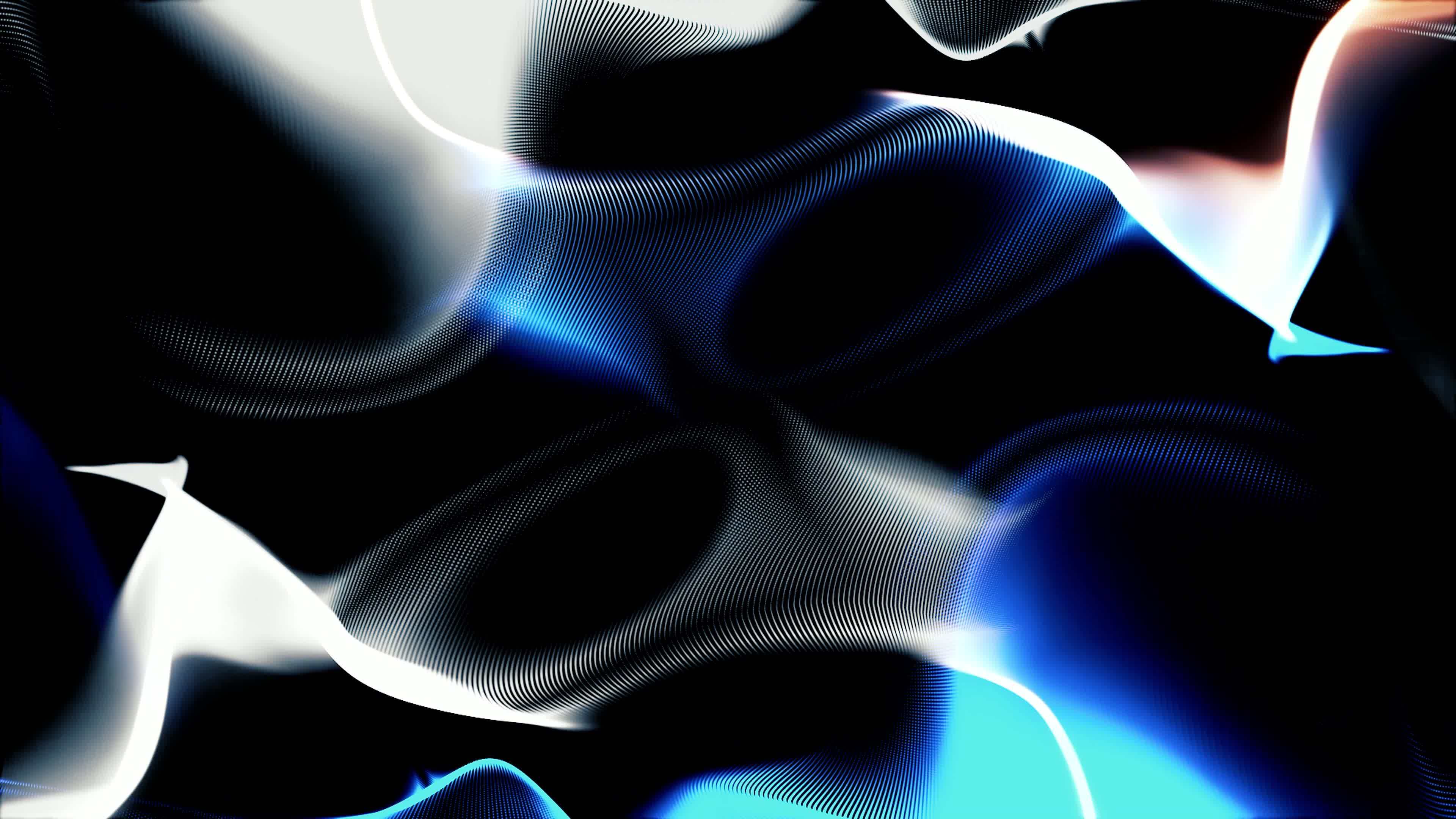Wavy dynamic surface, abstract colorful texture with neon wave ripples flowing on black ...