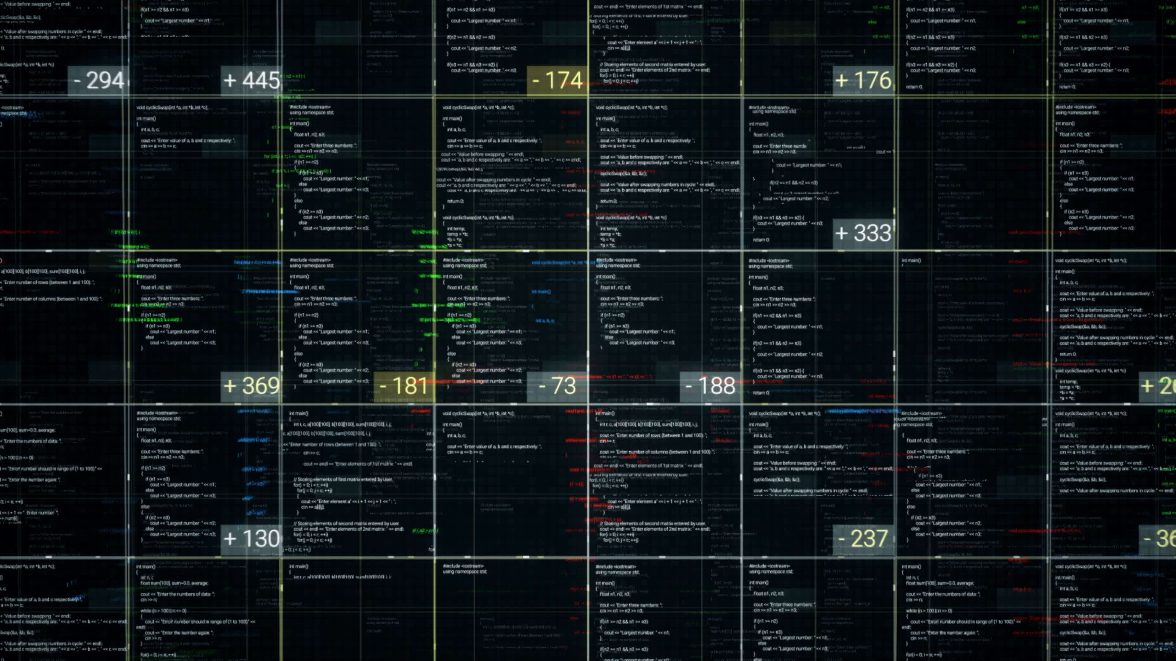 Programming Blocks Of Code On Black Background Seamless Loop Animation Abstract Computer