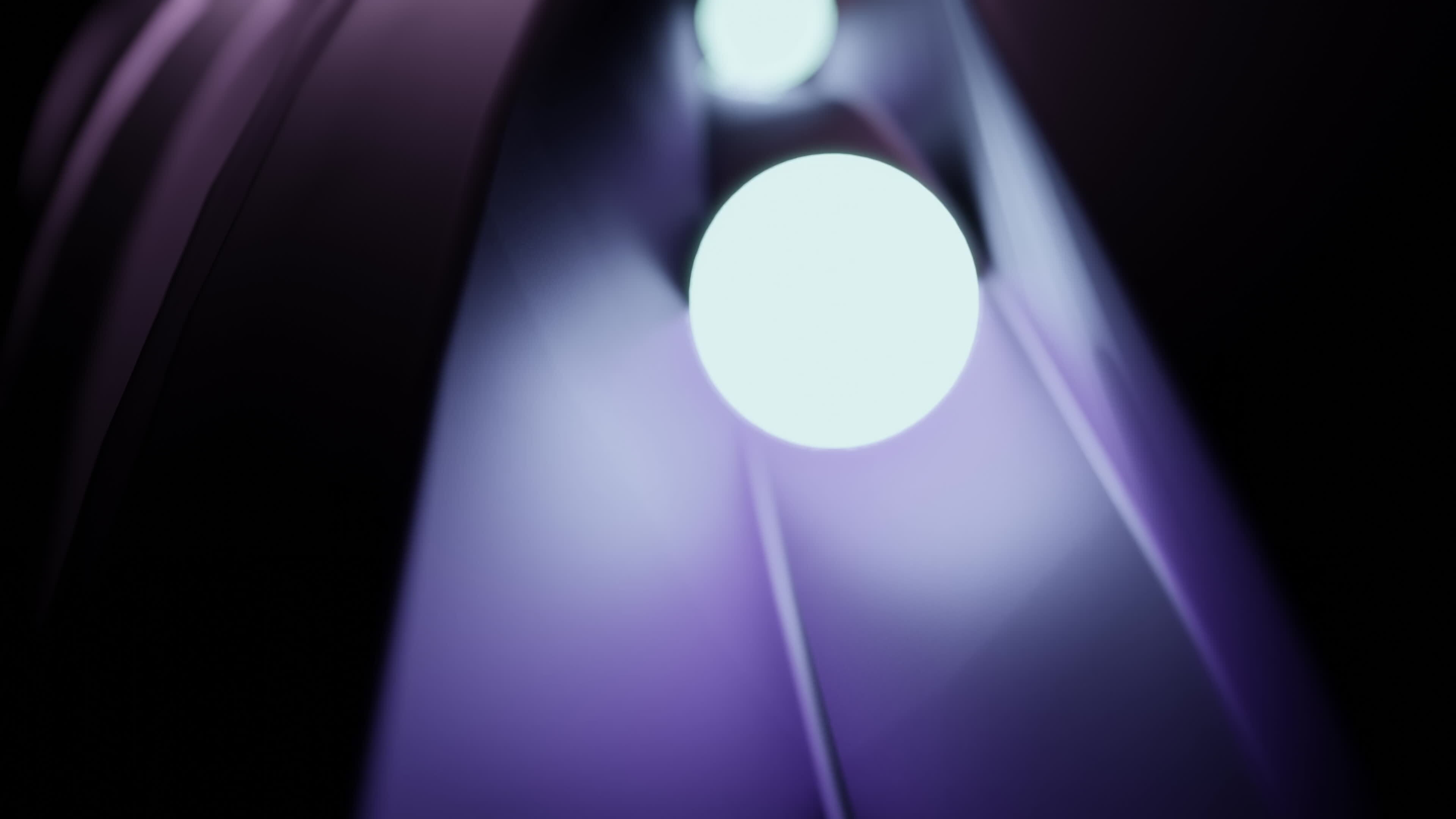 Glowing 3d balls moving on surface. Design. Neon balls roll along 3D ...