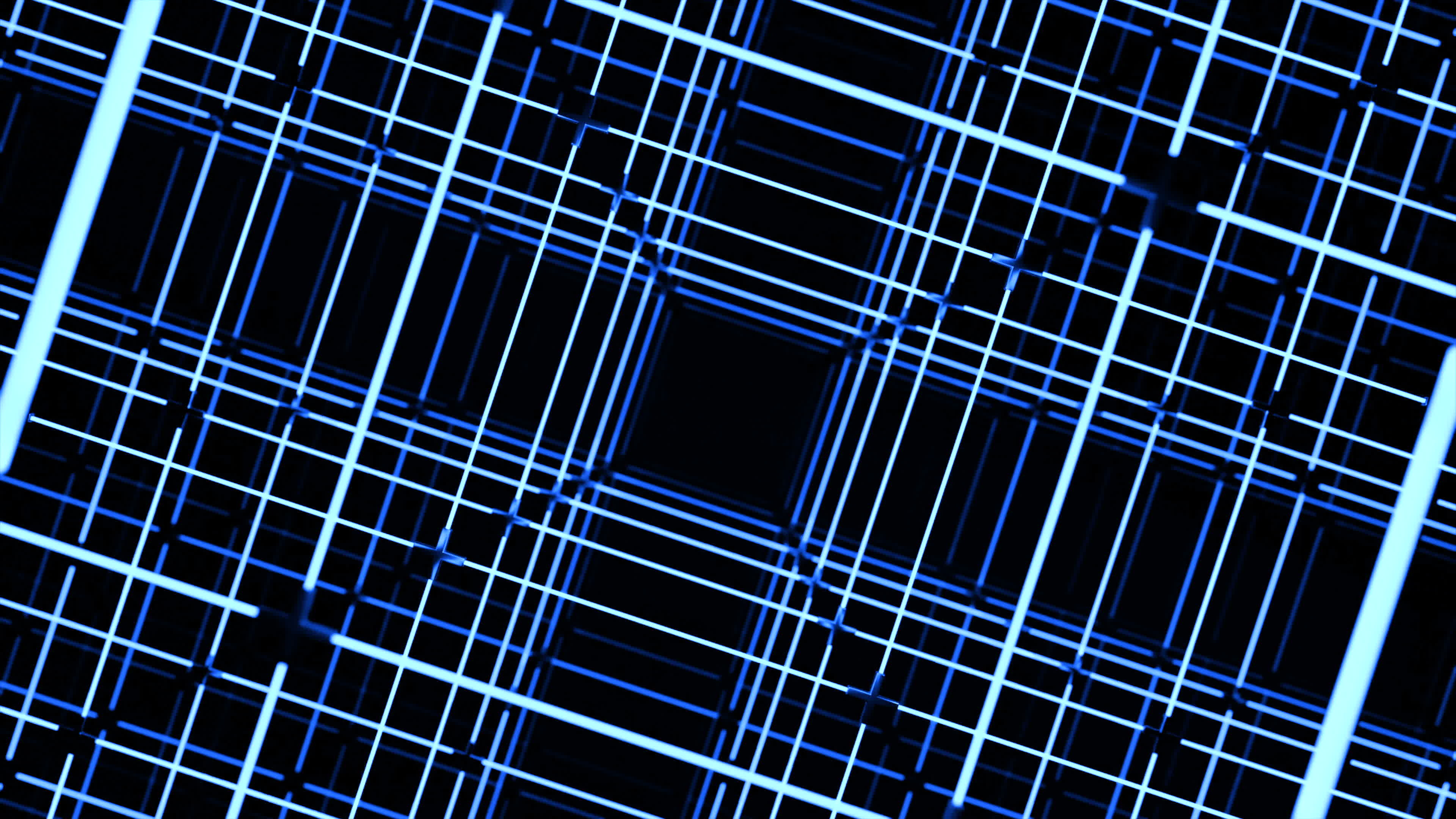 Rotating animation with square line construction. Design. Spatial grid with lines and squares ...