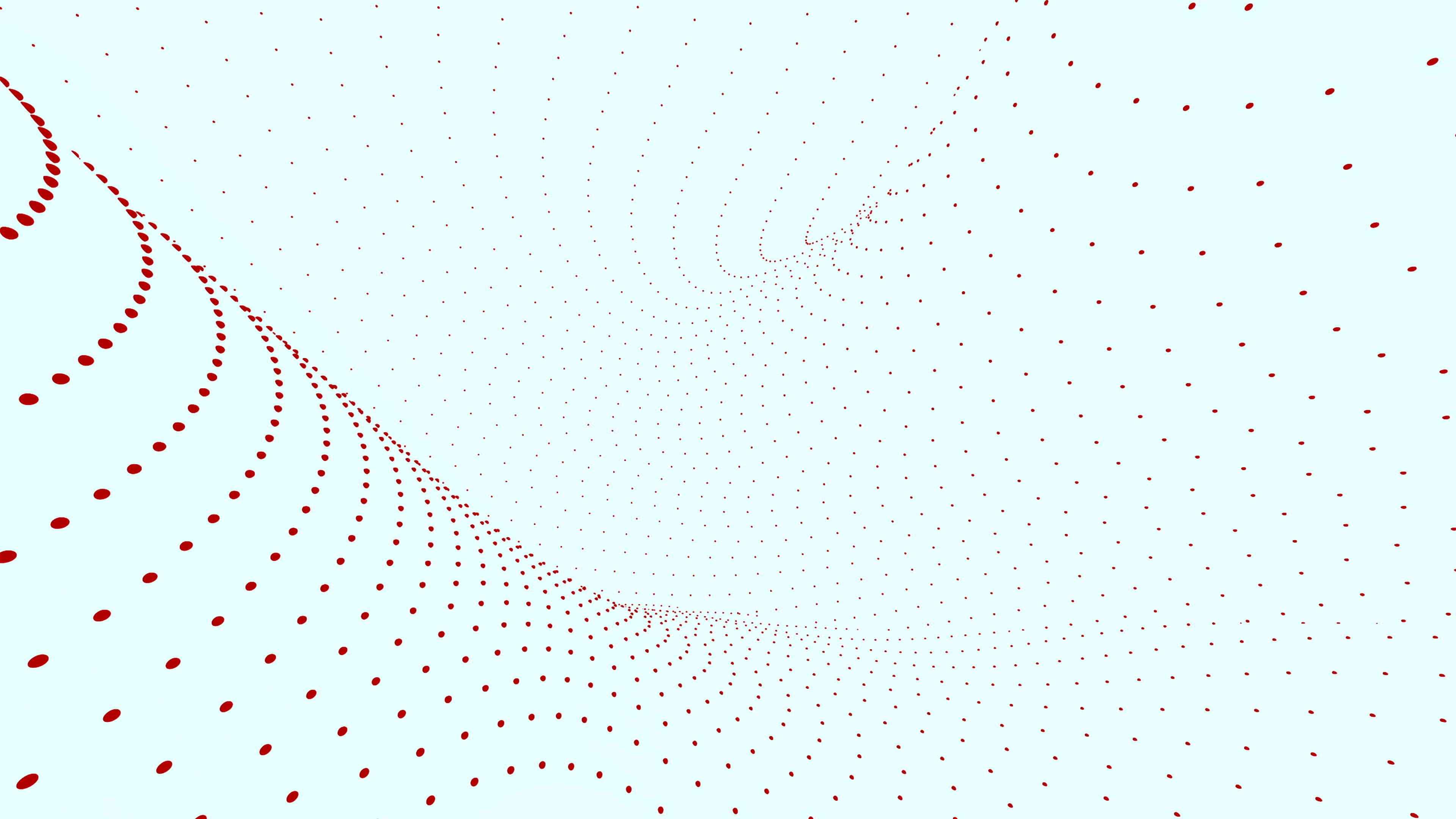 3D animation with moving dots in bends of space. Design. White 3D space ...