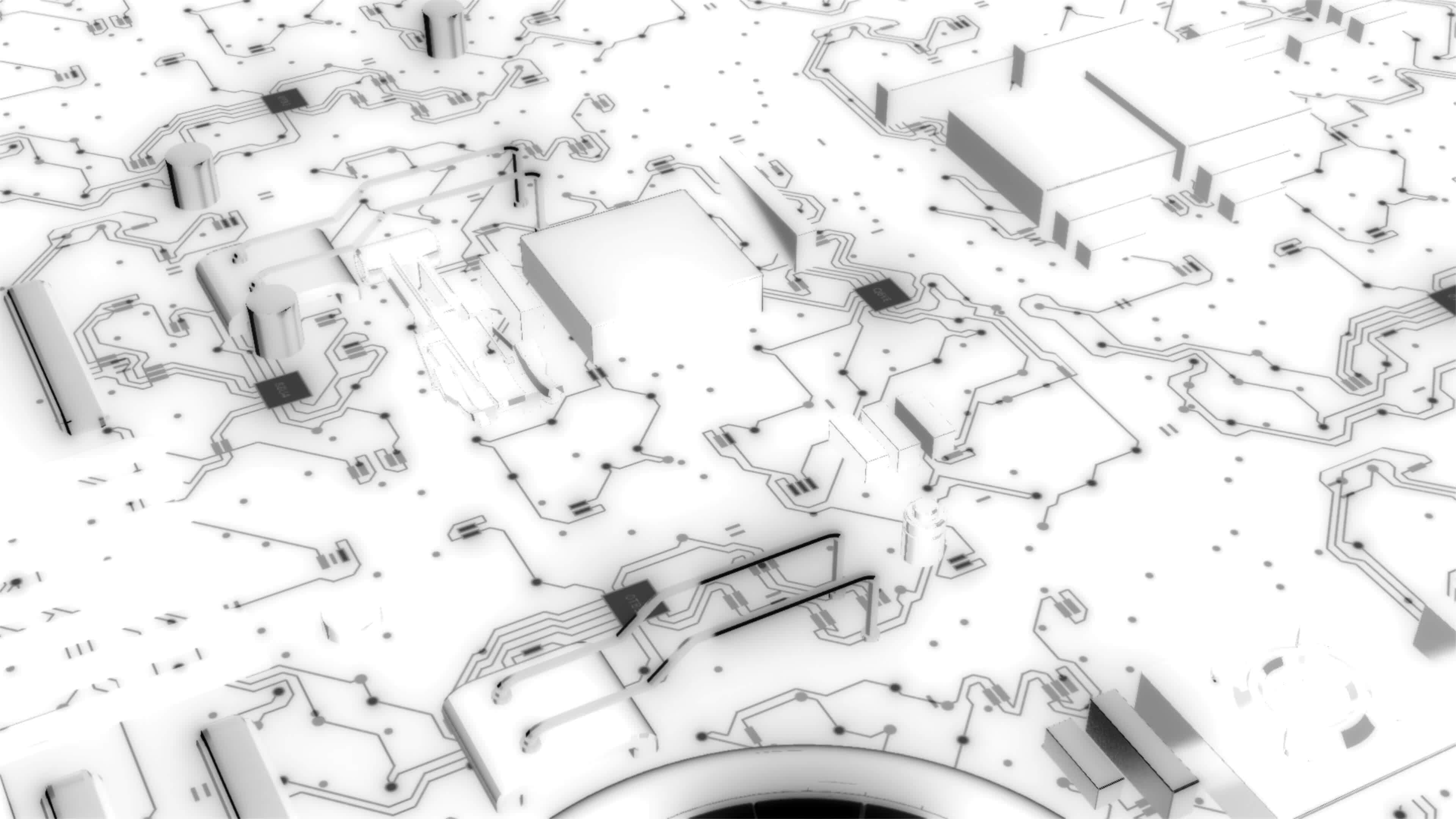 3D surface of computer circuit. Design. Animated diagram of computer ...