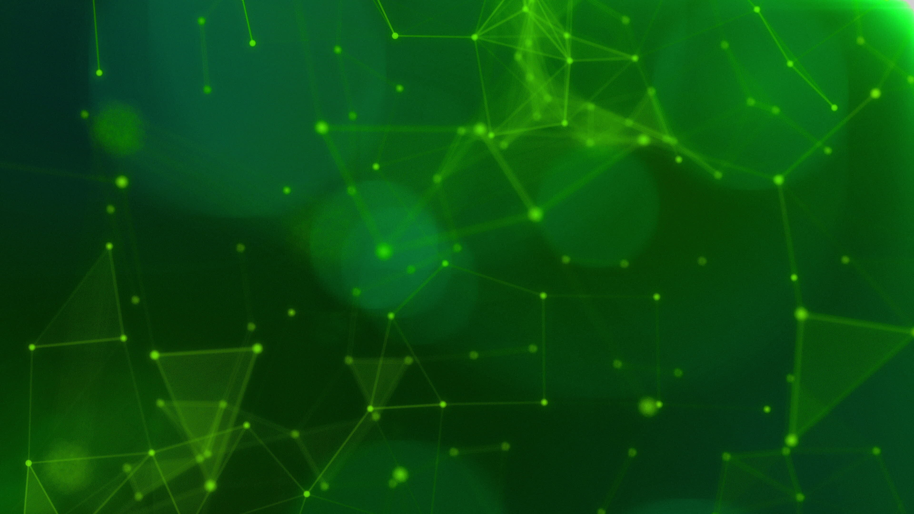 Green plexus particles molecules space particle form, futuristic neon graphic Background, 3D ...