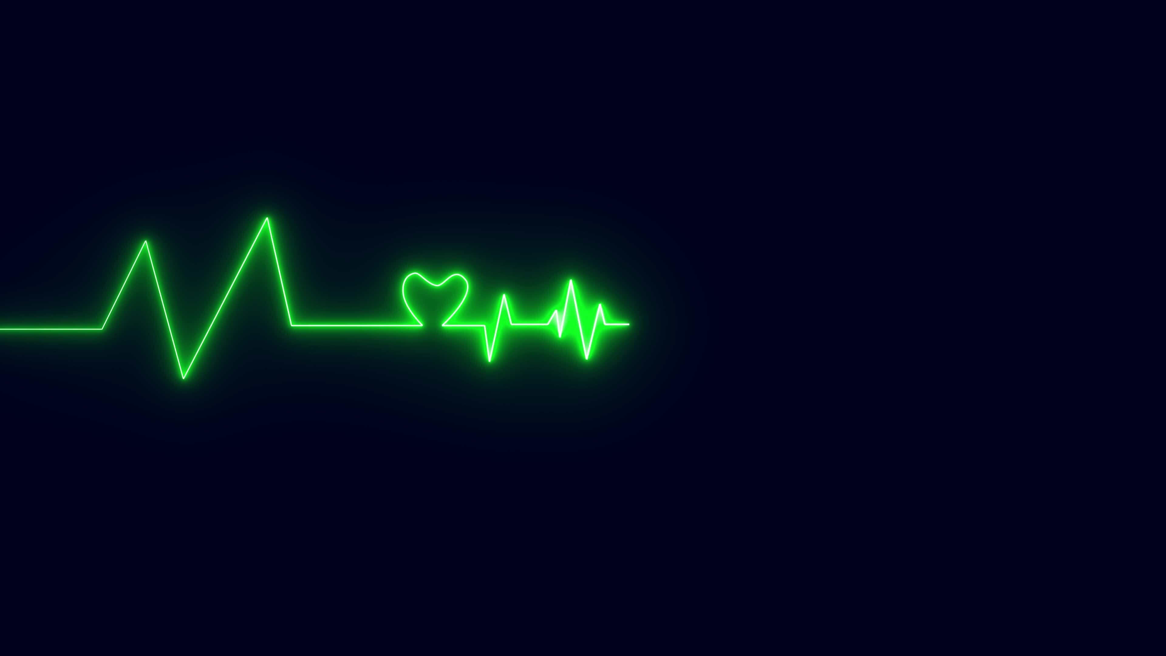 Neon Heartbeat On Black Isolated Background. Heartbeat Animation ... Neon Heartbeat On Black Isolated Background. Heartbeat Animation ...