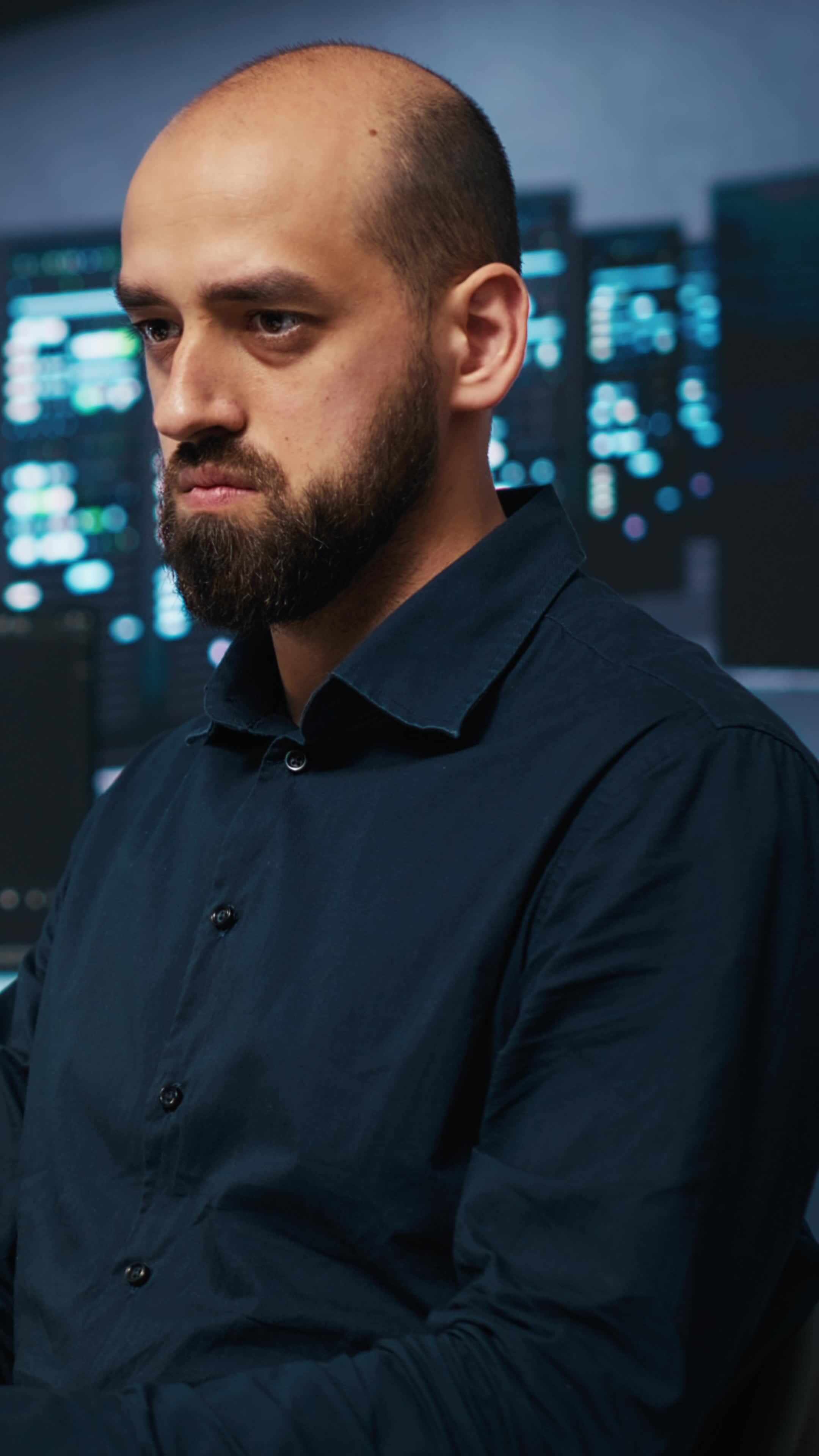 Vertical System Administrator Working In Computer Network Security Data