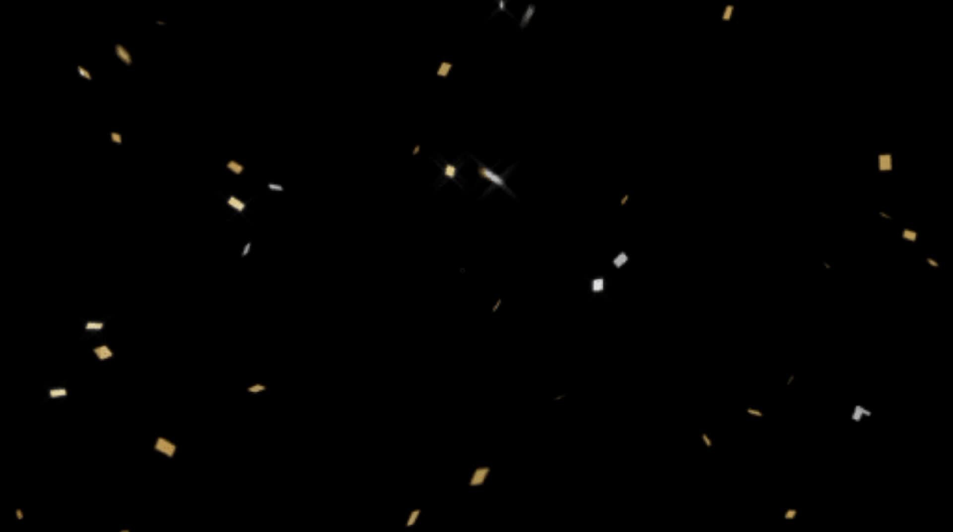On Black Background Floating Golden Sparkles Glowing Particles