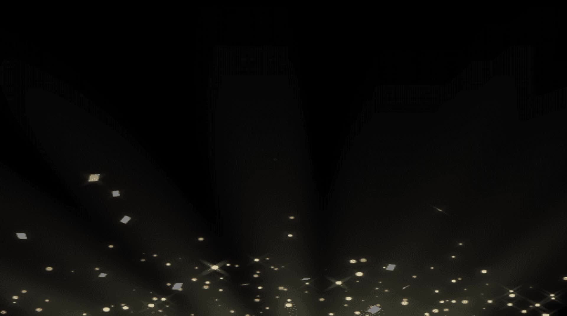 On Black Background Floating Golden Sparkles Glowing Particles
