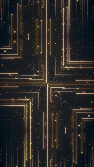 Vertical - background animation with glittering shiny gold particles and shooting golden stars ...