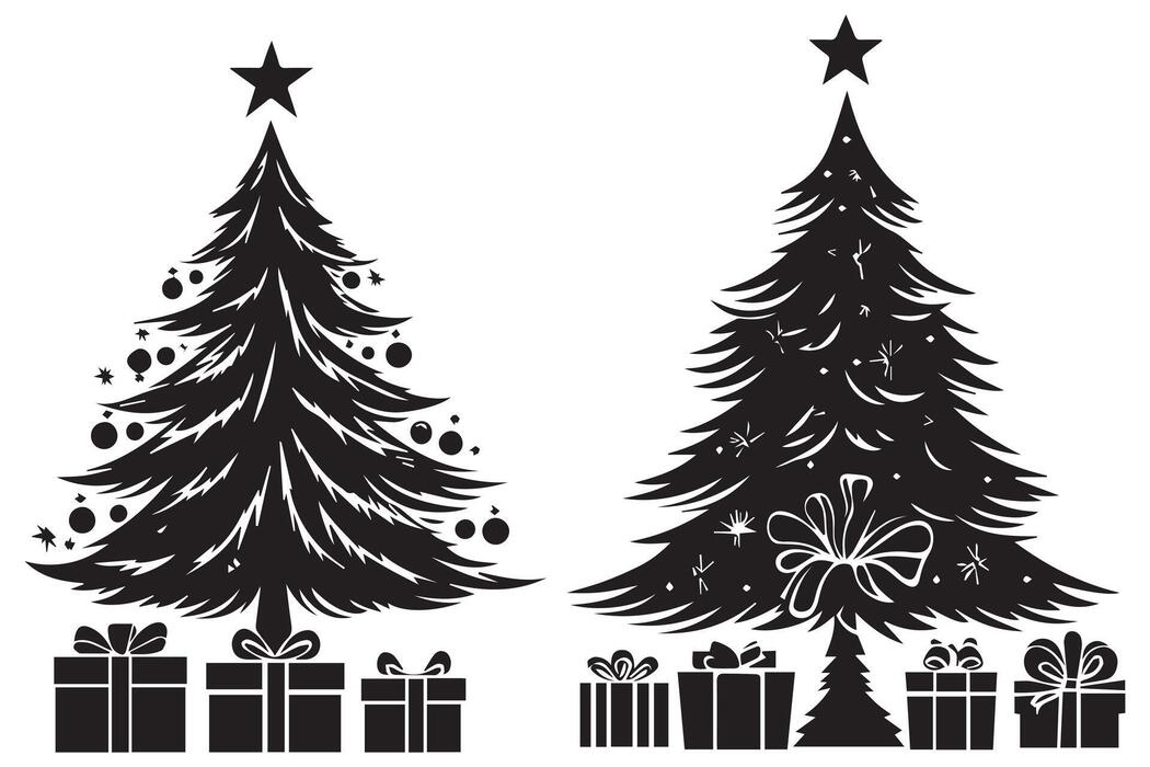 Christmas Tree Silhouette Vector Art, Icons, and Graphics for Free Download