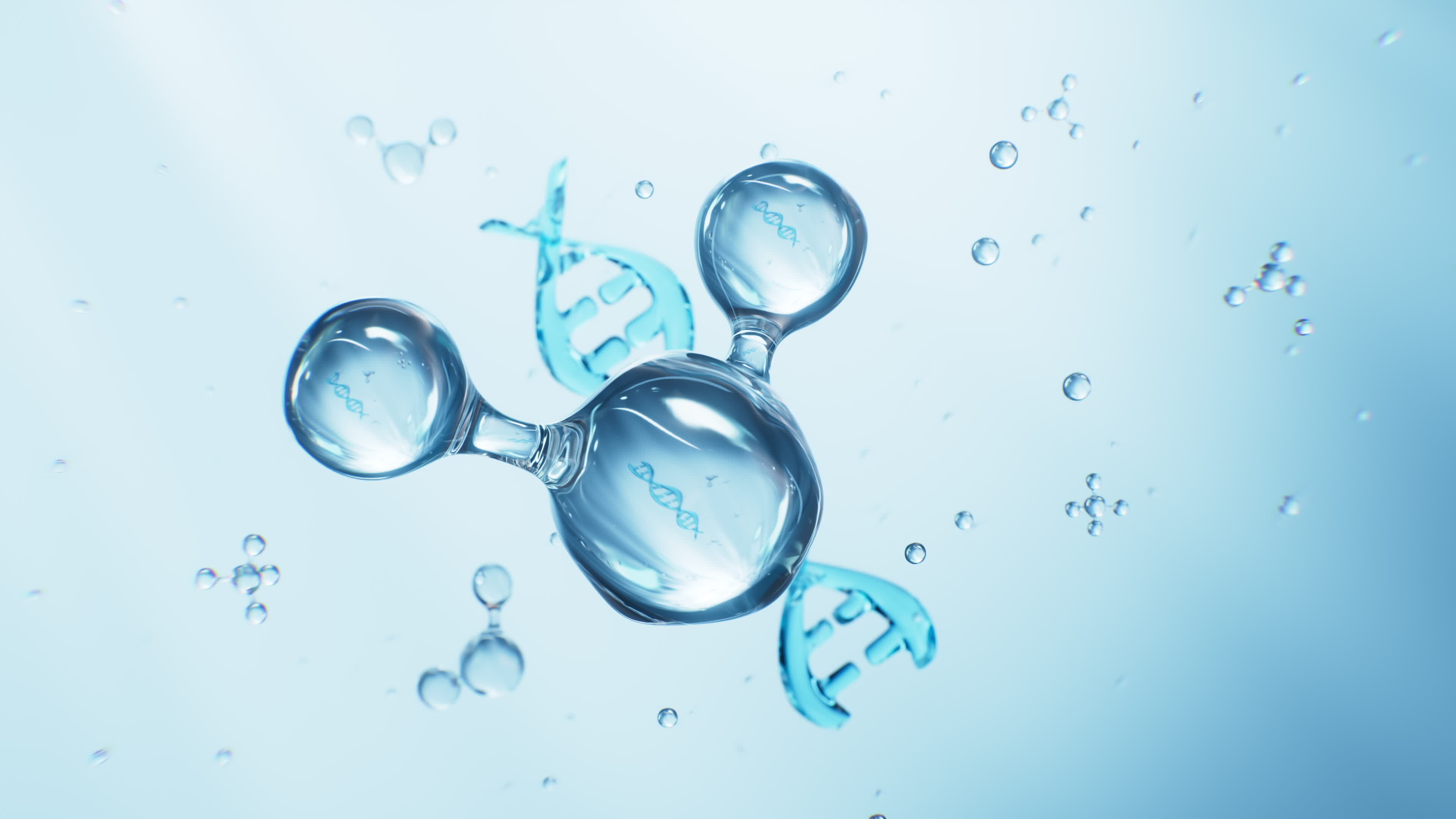 Dna And Molecular Structure Skincare And Biomedical Concept 3d
