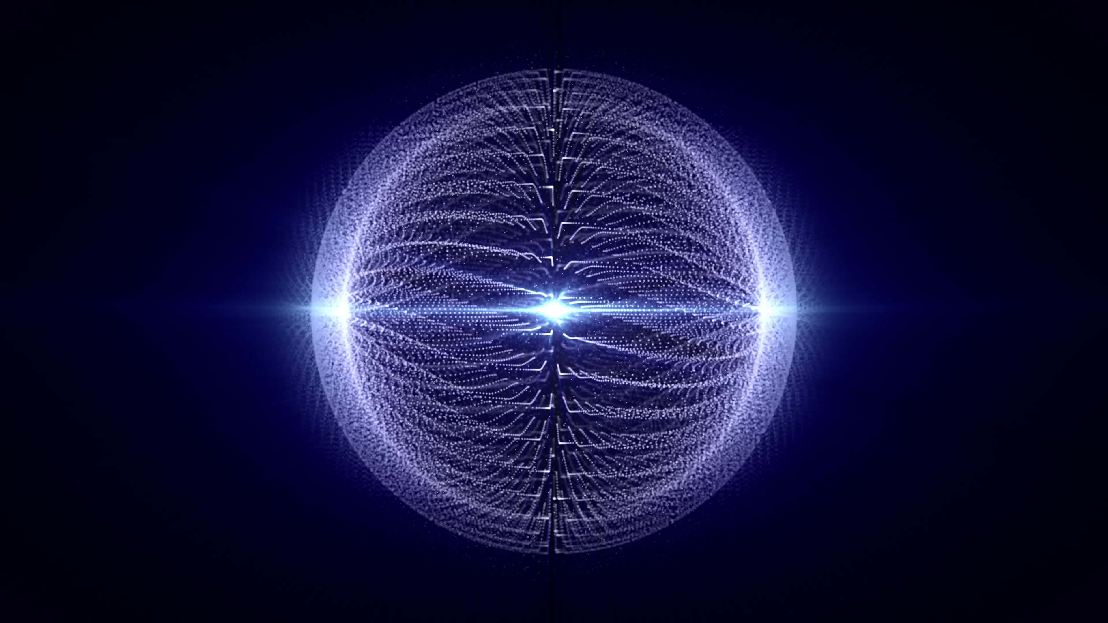 Seamless Loop Animation Of Rotating Abstract Energy Sphere Made Of Glowing Hi Tech Waves Of