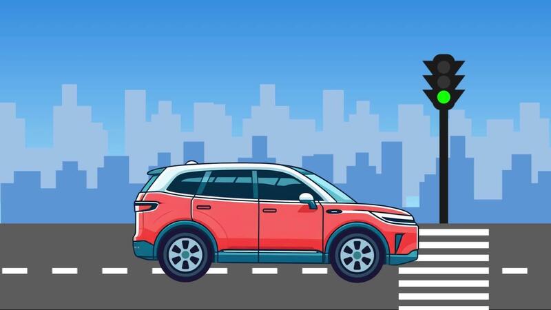 Car Stop and Go at Traffic Lights Animation 44851275 Stock Video at Vecteezy