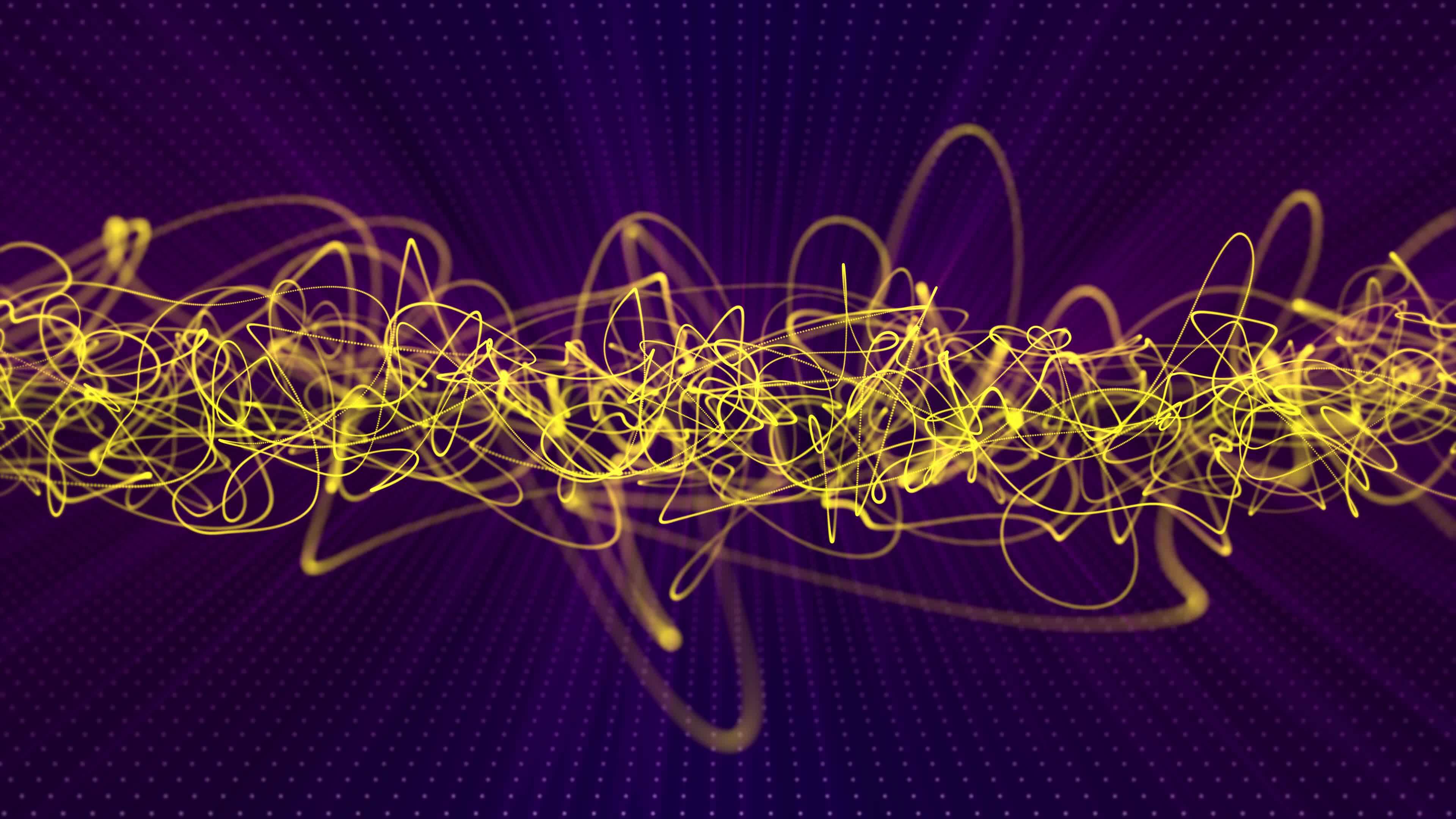 Seamless Loop Animation Of Abstract Screensaver With Scribble Shaped Lines And Bright Yellow