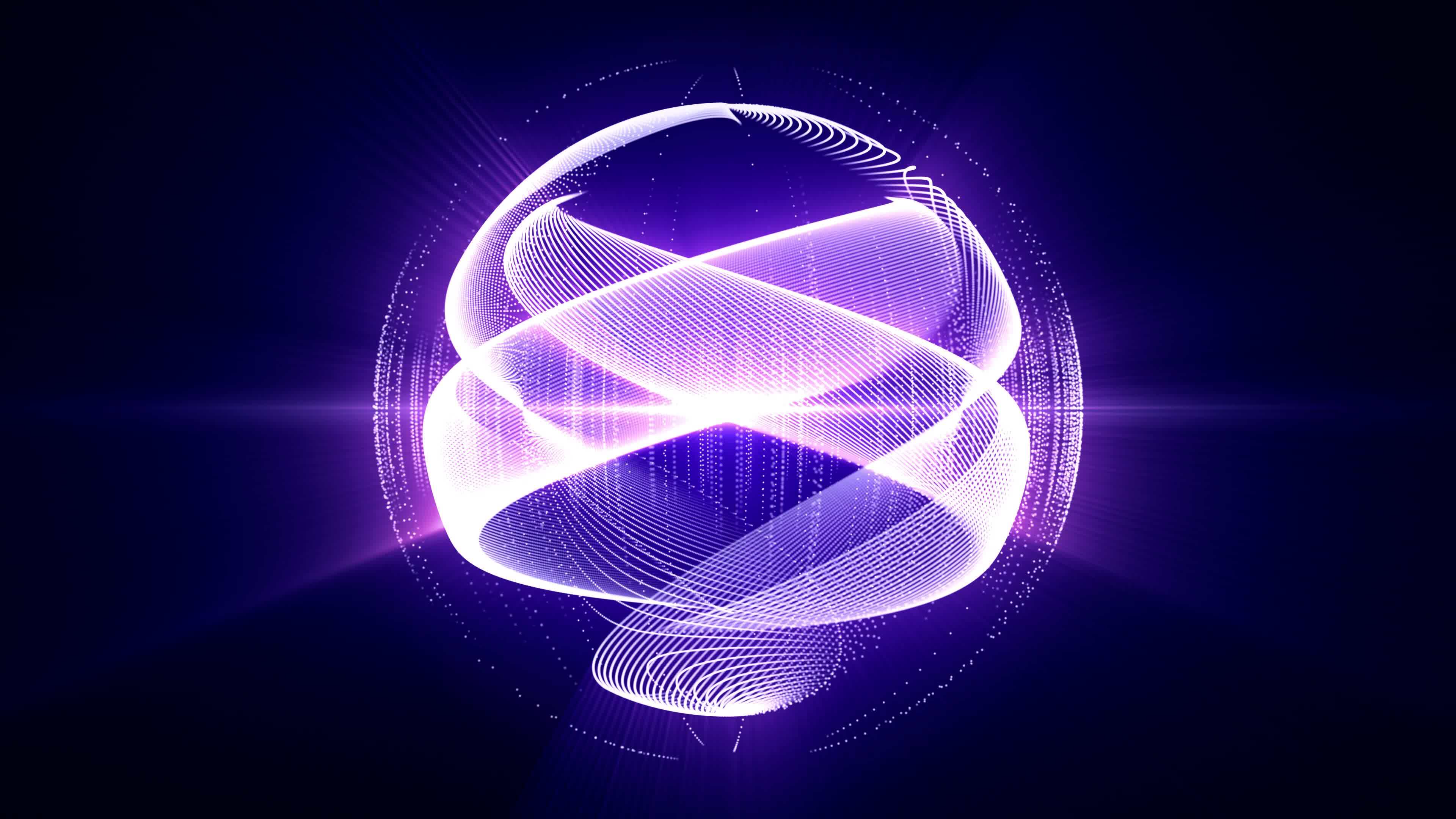 Seamless Loop Animation Of Abstract Energy Sphere Made Of White Curvy