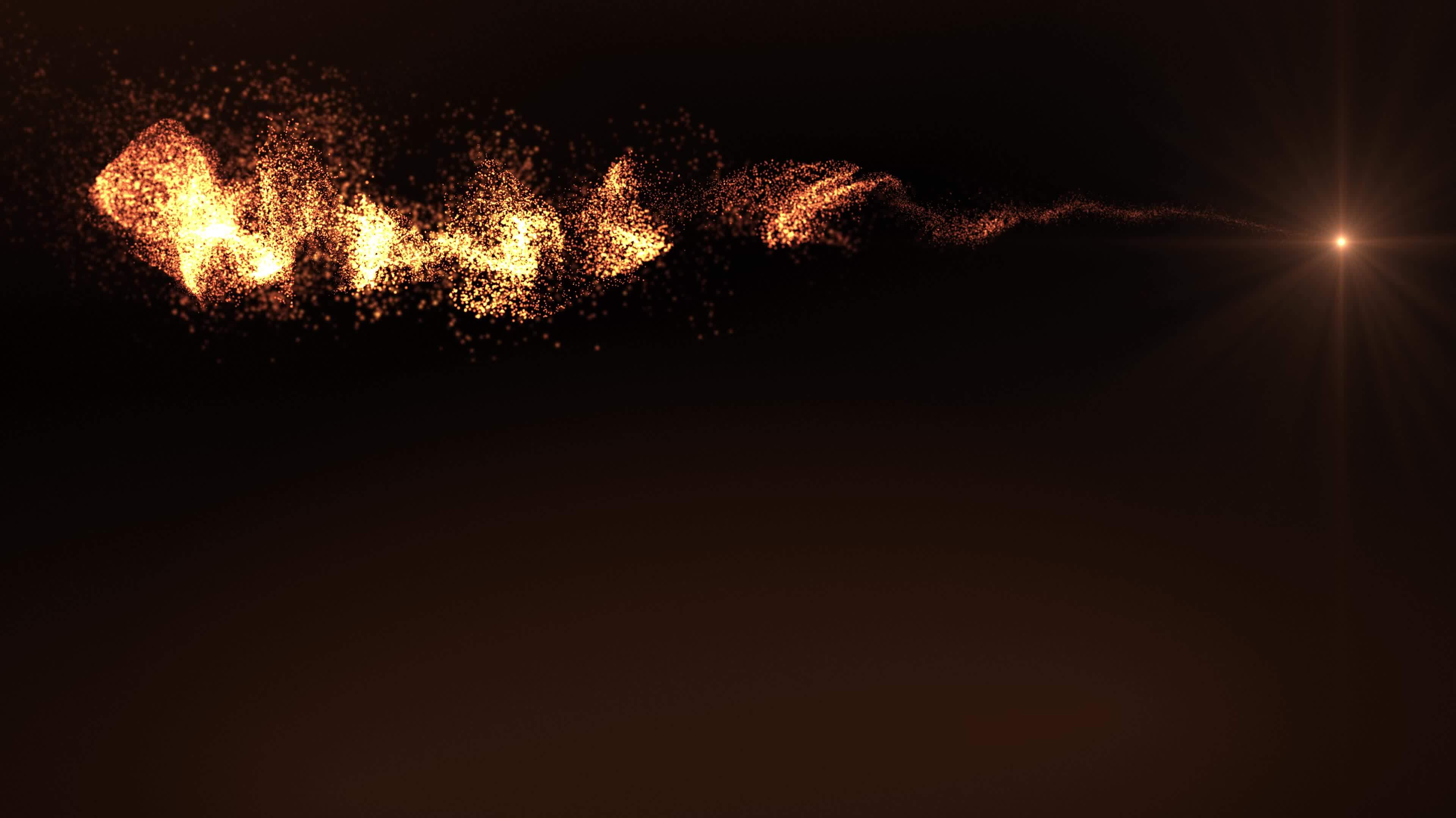 Magic animation of glowing particles. Particle trail. Abstract golden ...