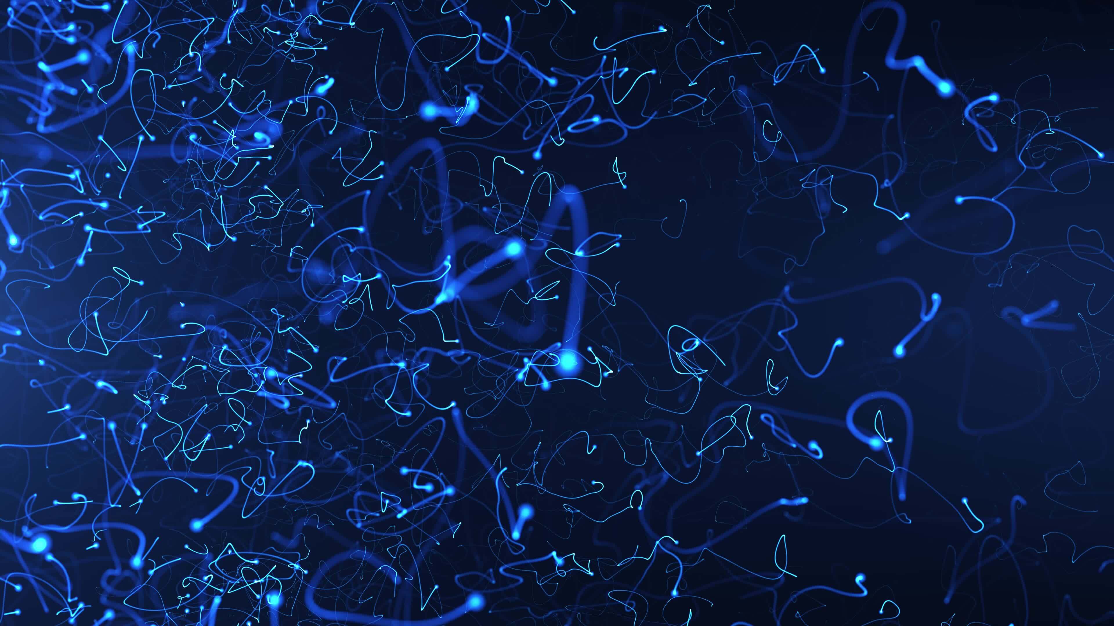 Abstract futuristic glowing curved lines of neon particles, digital ...