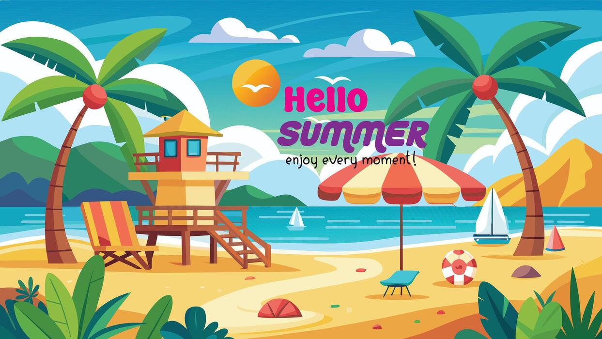 Page 7 | Beach Scene Vector Art, Icons, and Graphics for Free Download