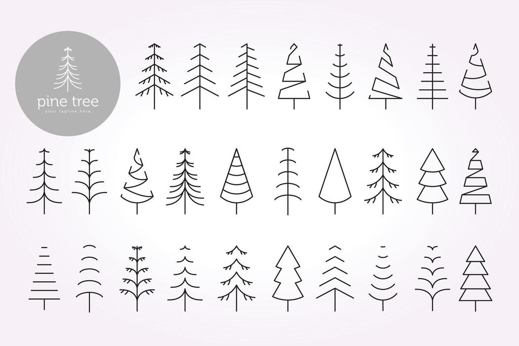Pine Tree Line Vector Art, Icons, and Graphics for Free Download