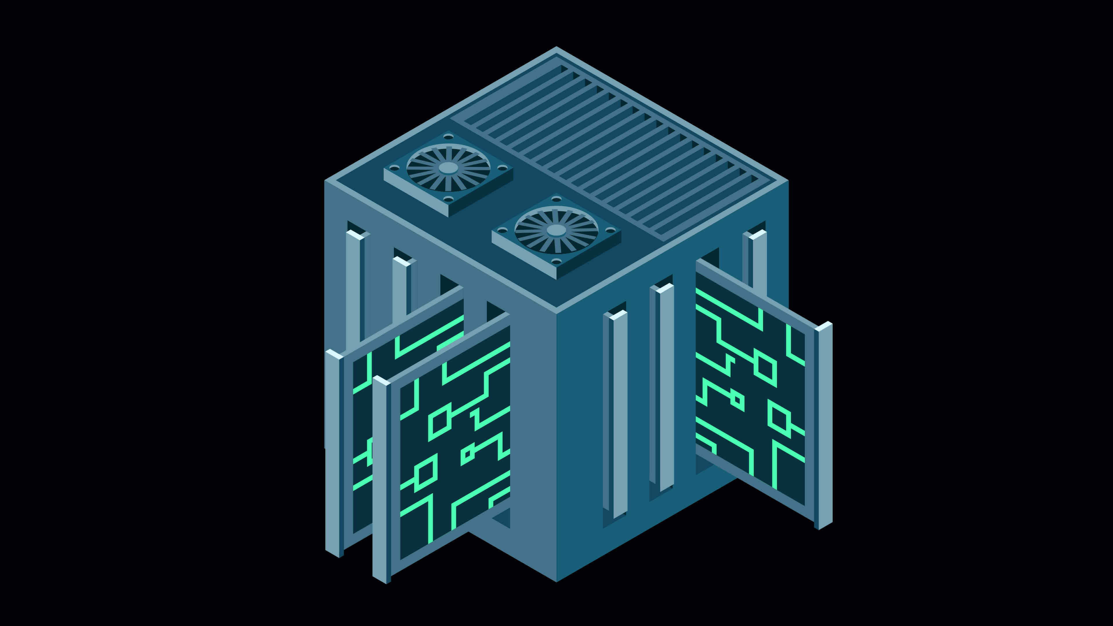 Isometric futuristic server animation. Isometric database or data ...