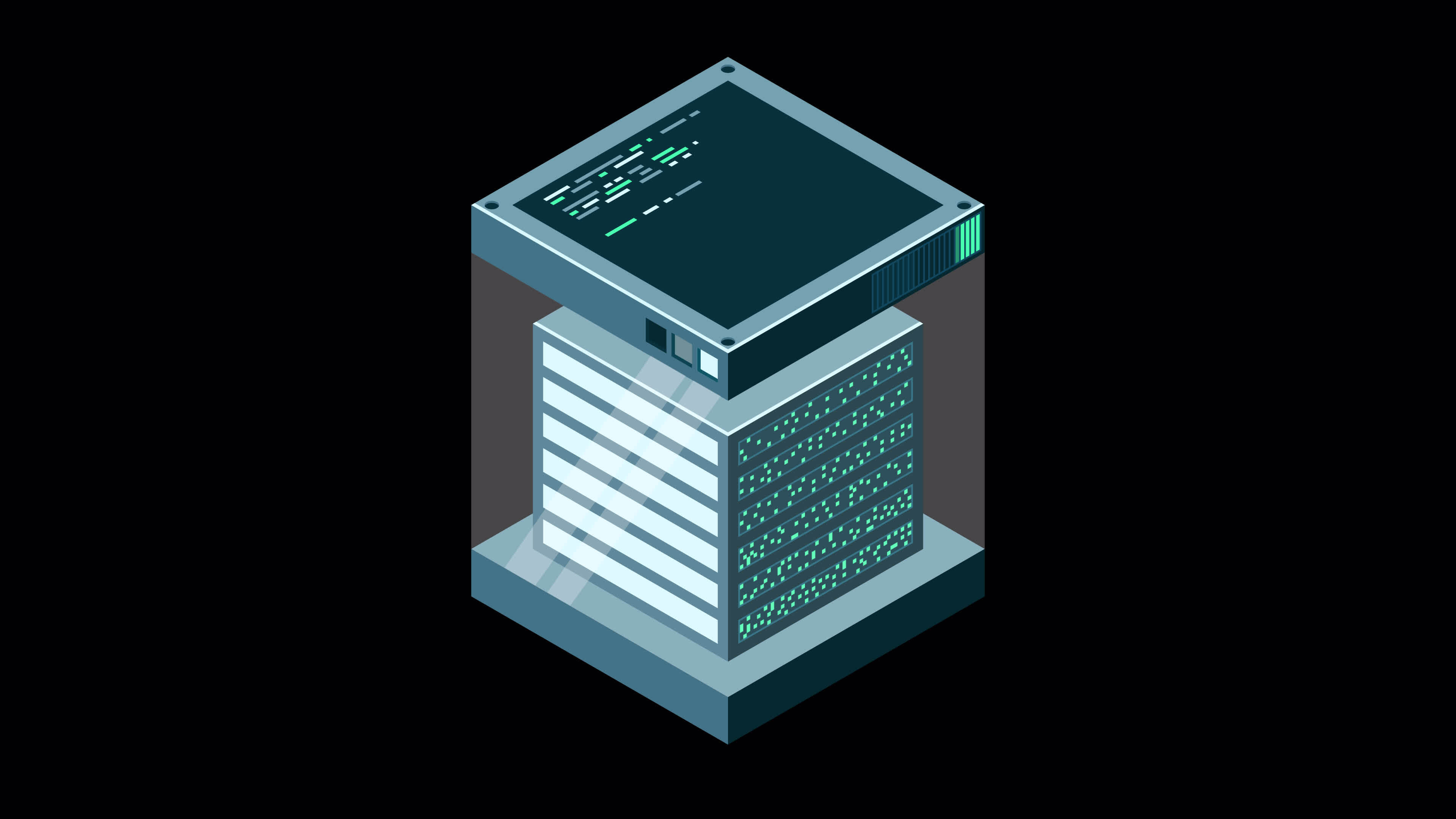 Isometric futuristic server animation. Isometric database or data ...