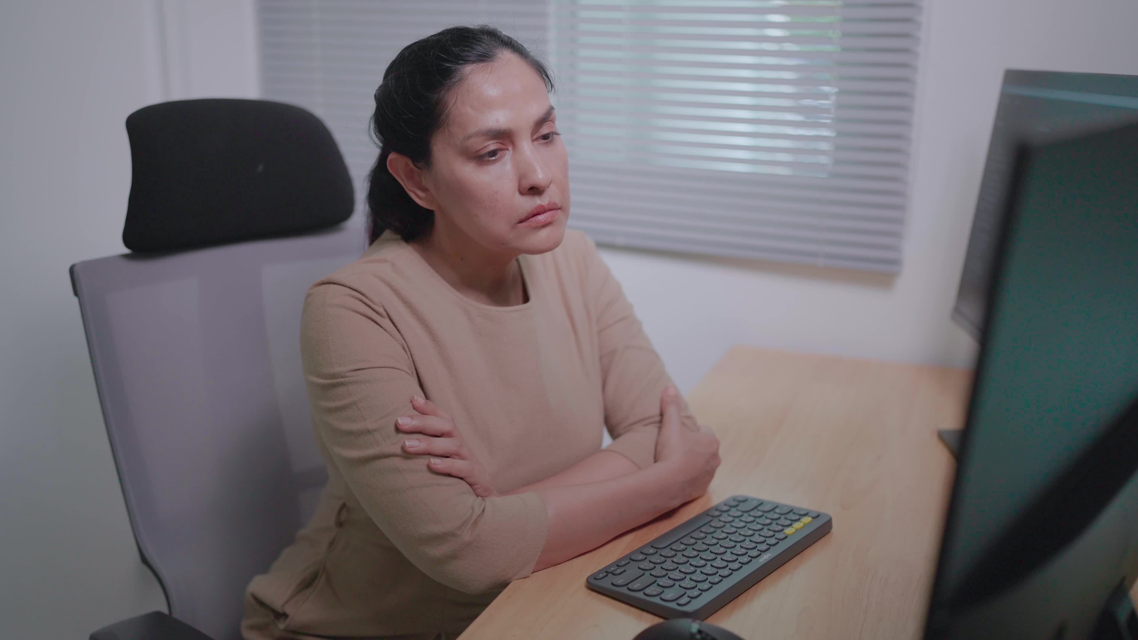 Freelance woman sitting and writing code she feels tired 45349279 Stock ... Freelance woman sitting and writing code she feels tired 45349279 Stock ...