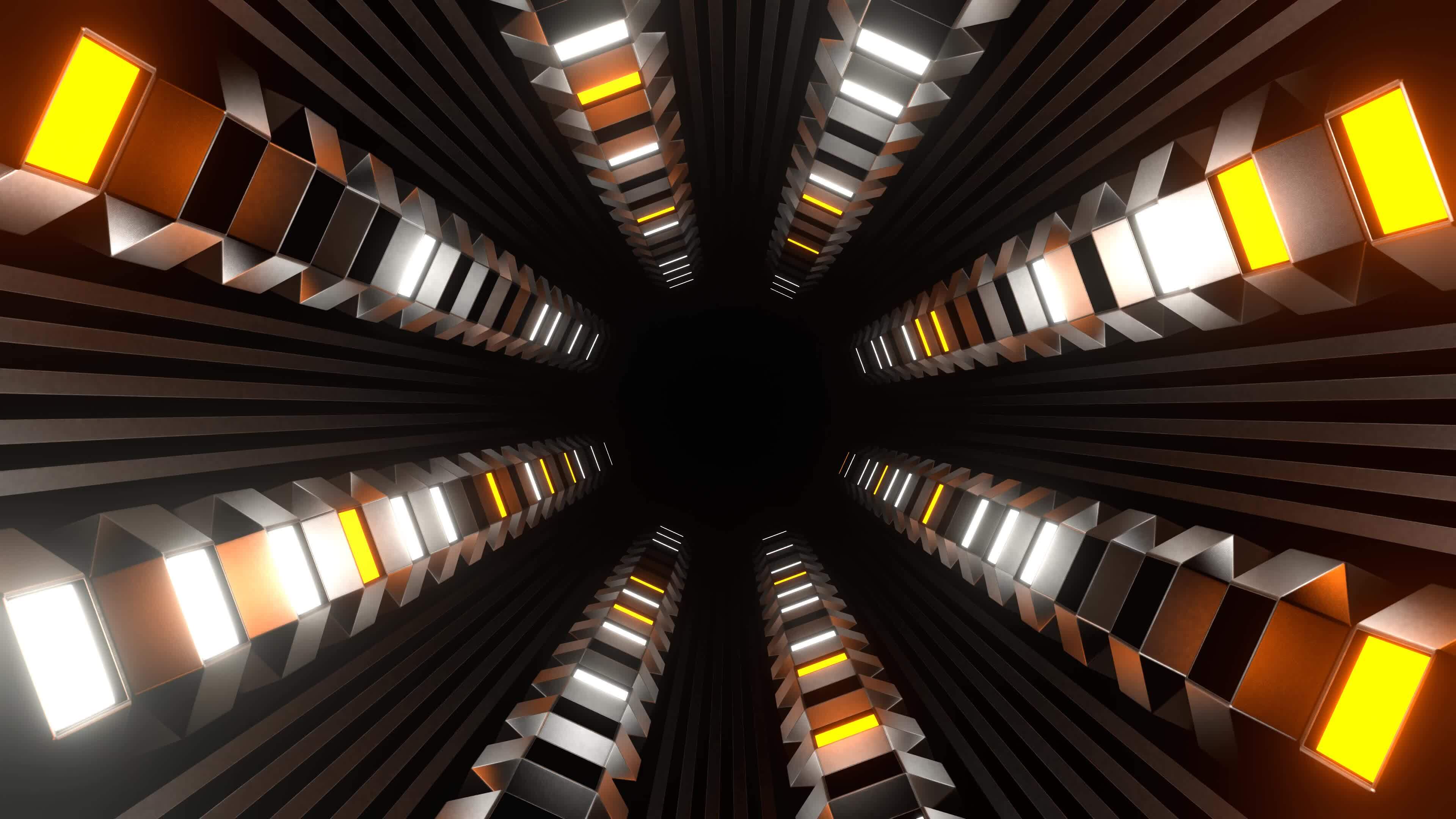 Orange And White Strobe Tunnel With Reverse Rotation Background Vj Loop