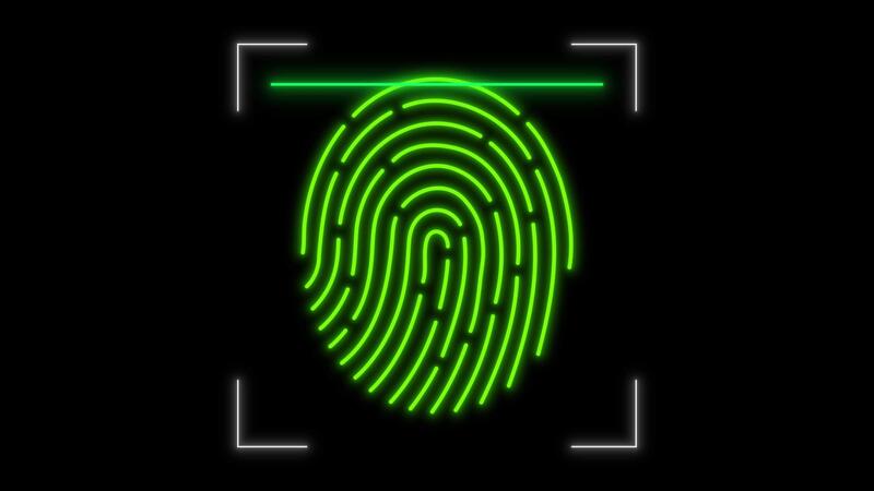 Fingerprint Scanner Animation On Green Screen Background. Digital Scanner For Fingerprint ...
