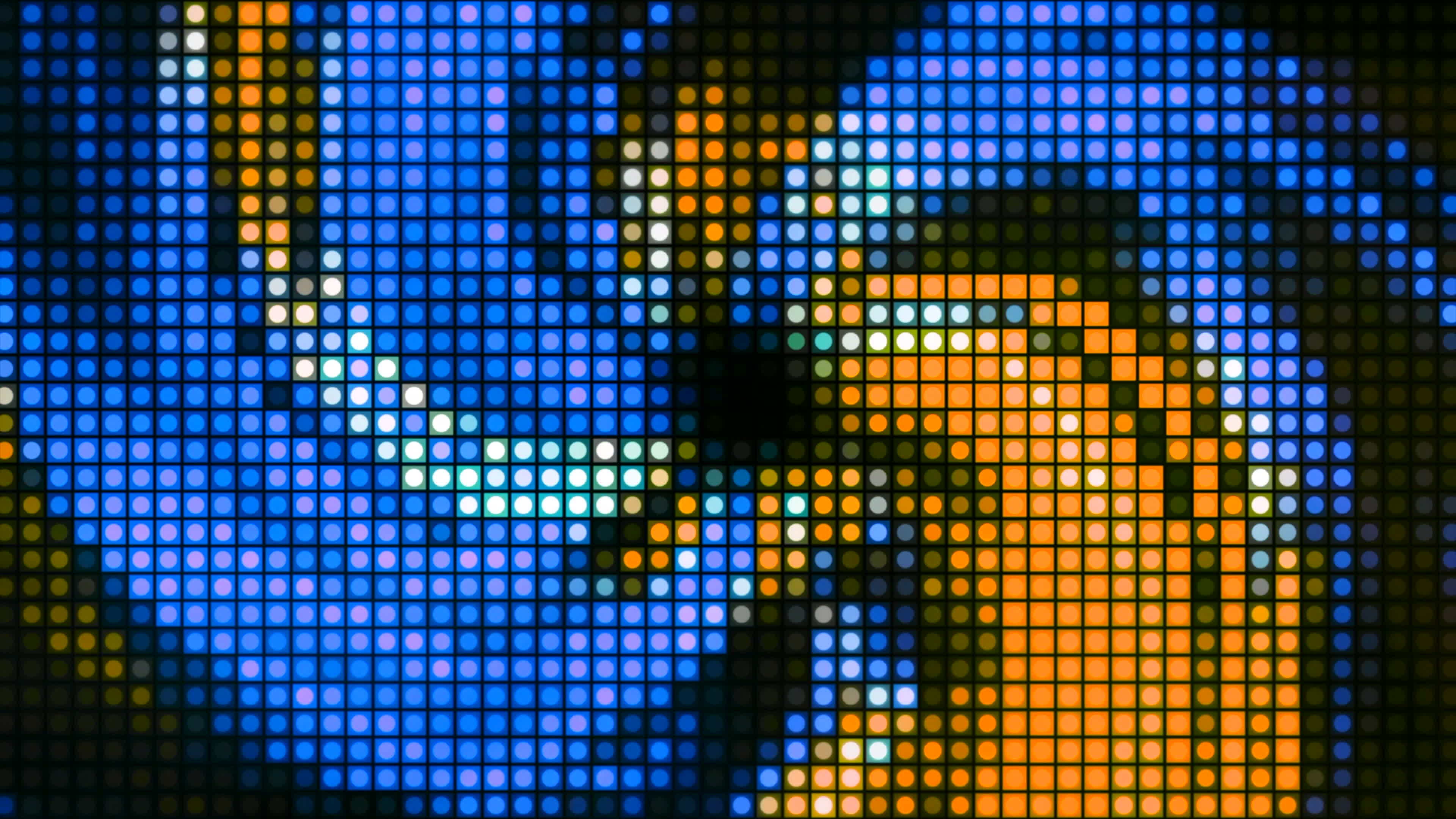 Pixel image of colorful spiral. Motion. Beautiful moving spiral of pixels. Colorful rotating ...