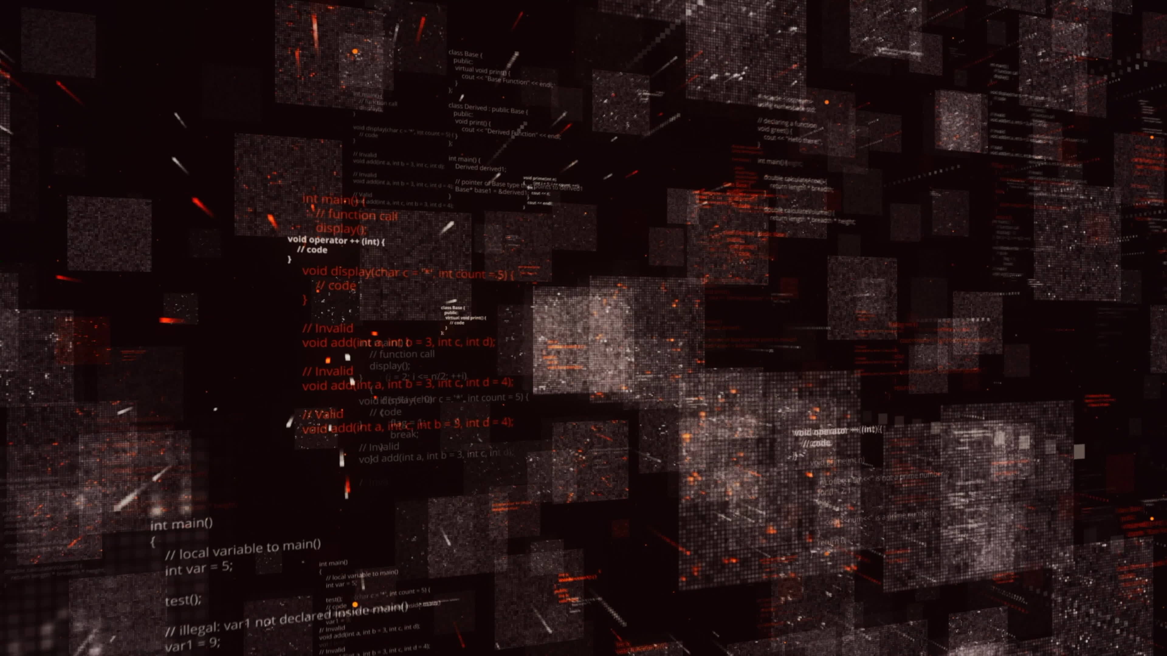 Futuristic abstract programming red digital code, seamless loop ...