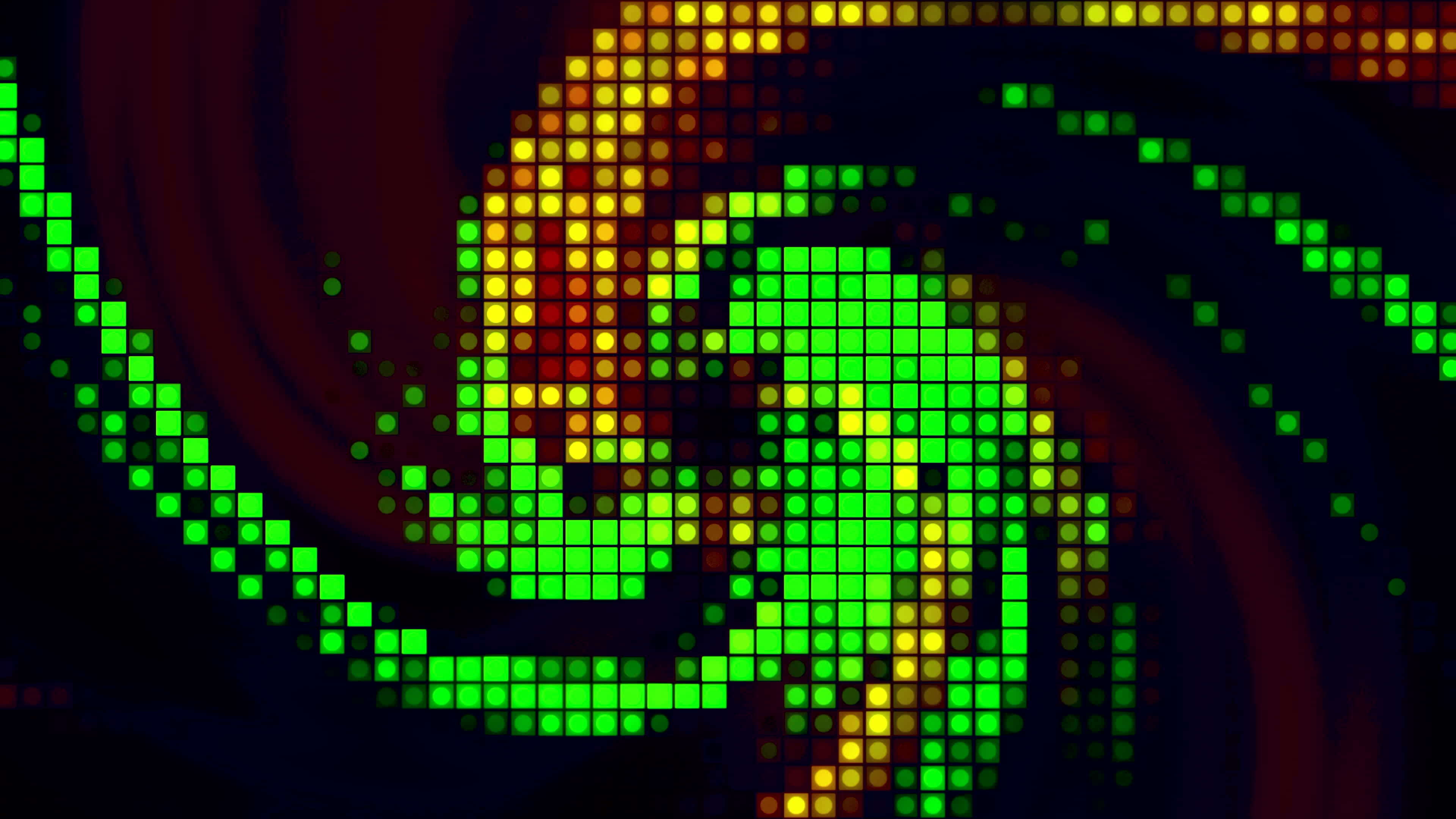 Abstract pixelated motion graphics background, seamless loop. Motion. Top view of spinning ...