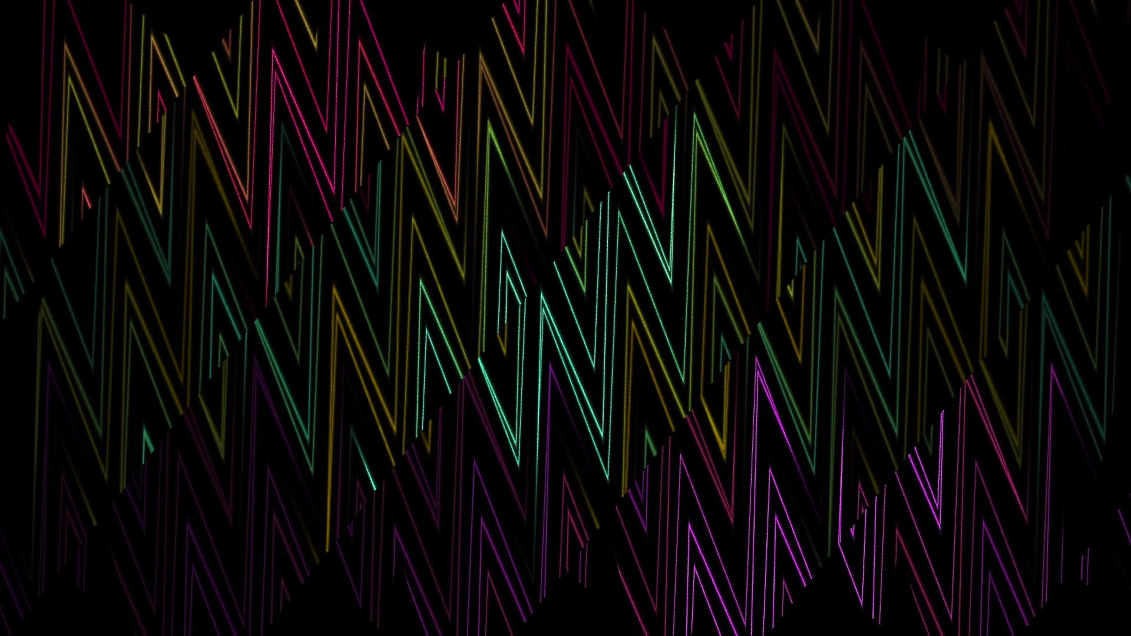 Multicolored zigzag stripes background divided into moving segments ...