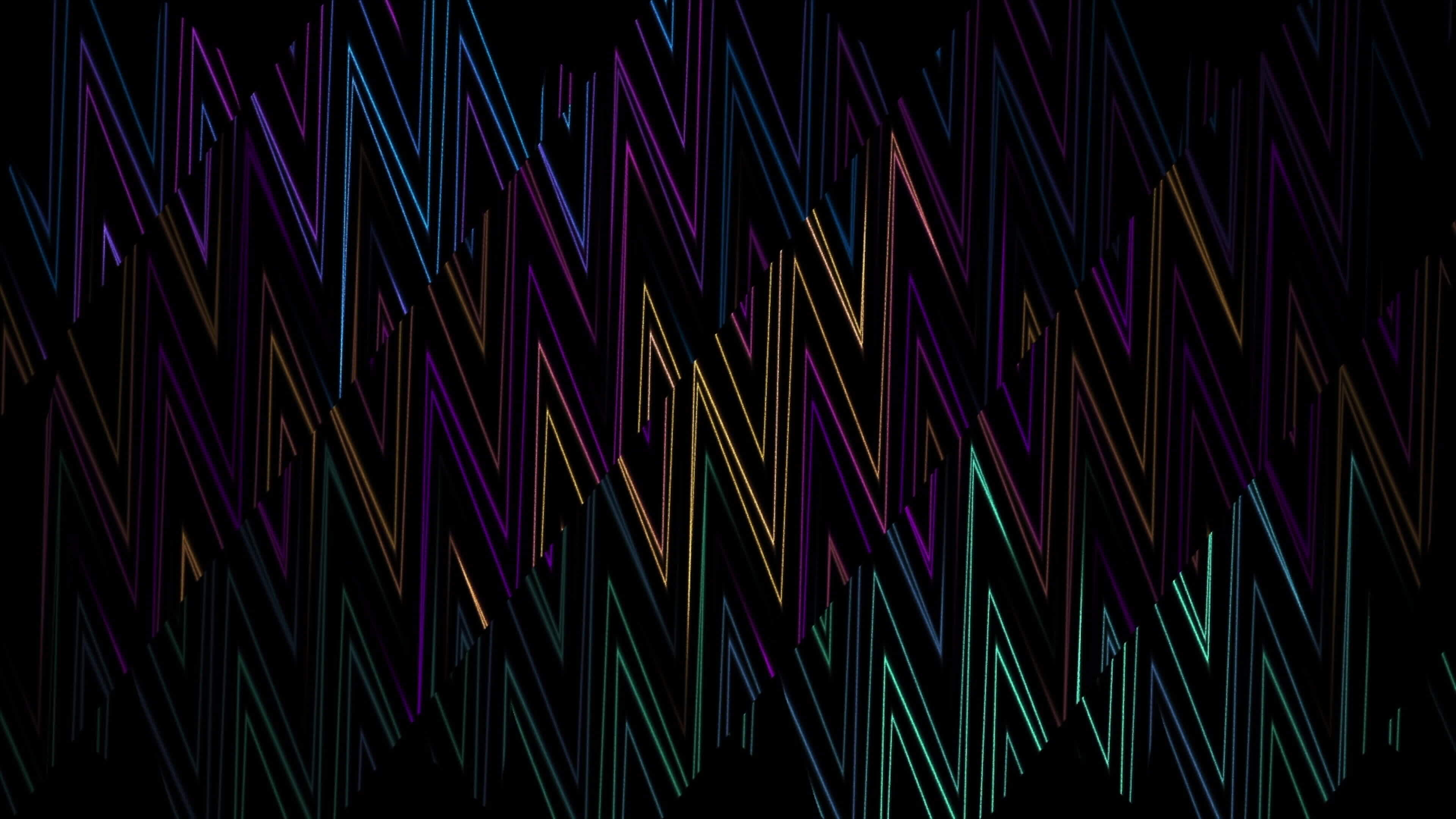 Multicolored zigzag stripes background divided into moving segments ...