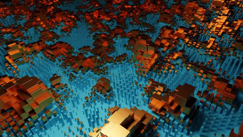 Cyber Field With 3d Wave Squares Design Field With Squares Oscillating On Surface Squares